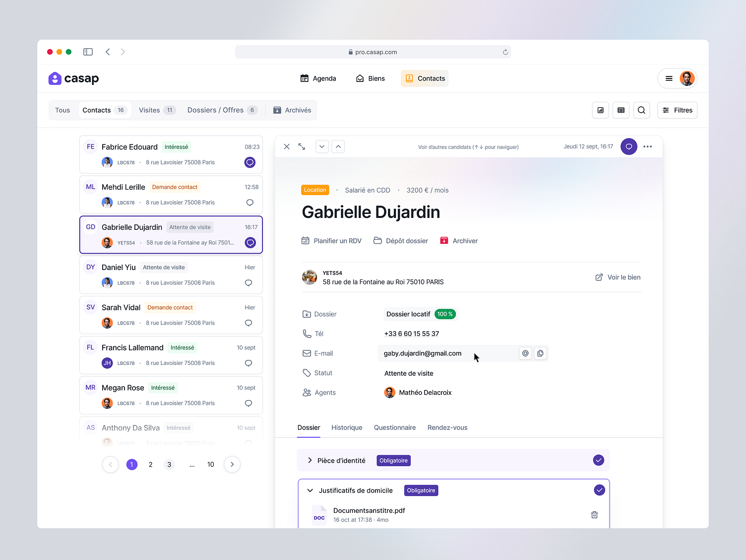 Contacts list & details by Jubeo on Dribbble