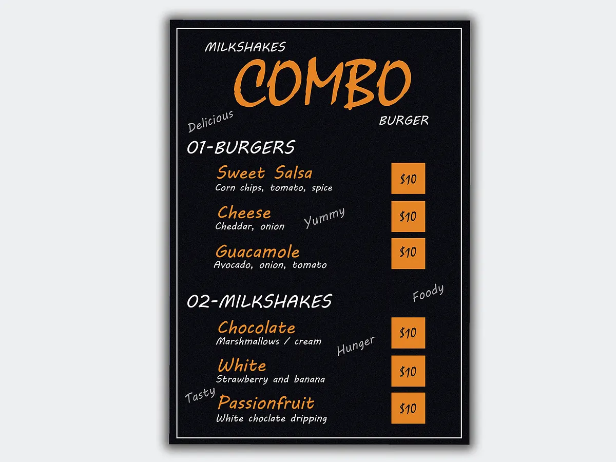 Food Menu Card designs, themes, templates and downloadable graphic ...