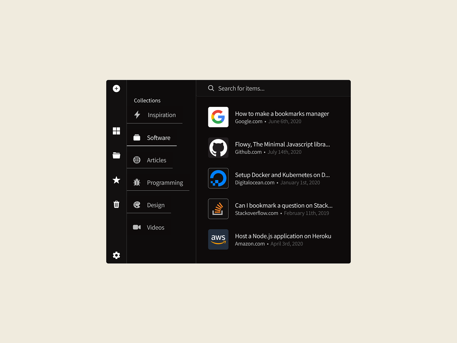 Bookmarks Manager by Nadhir on Dribbble