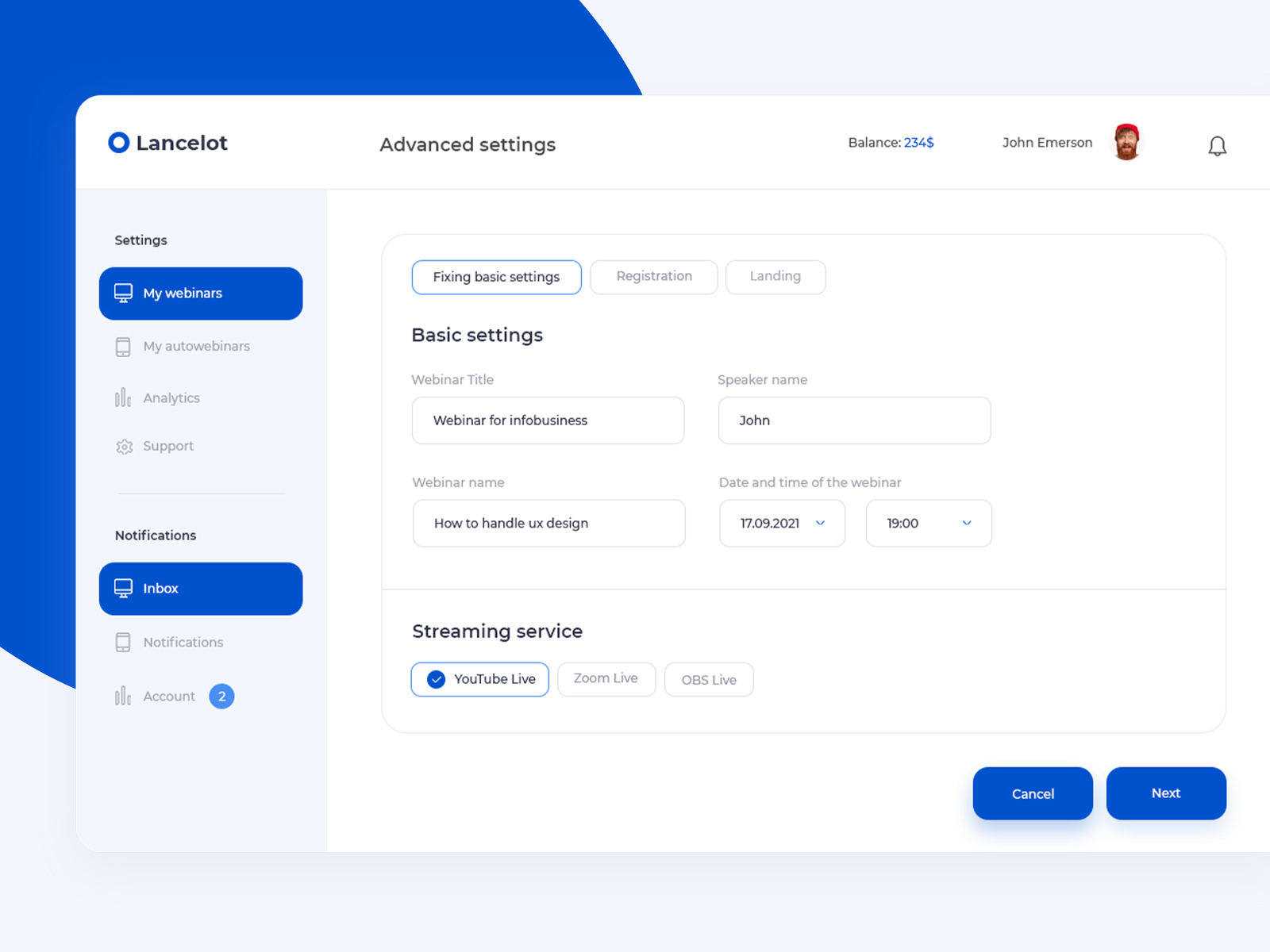 Lancelot - Webinar Platform Application by Egor Popov on Dribbble