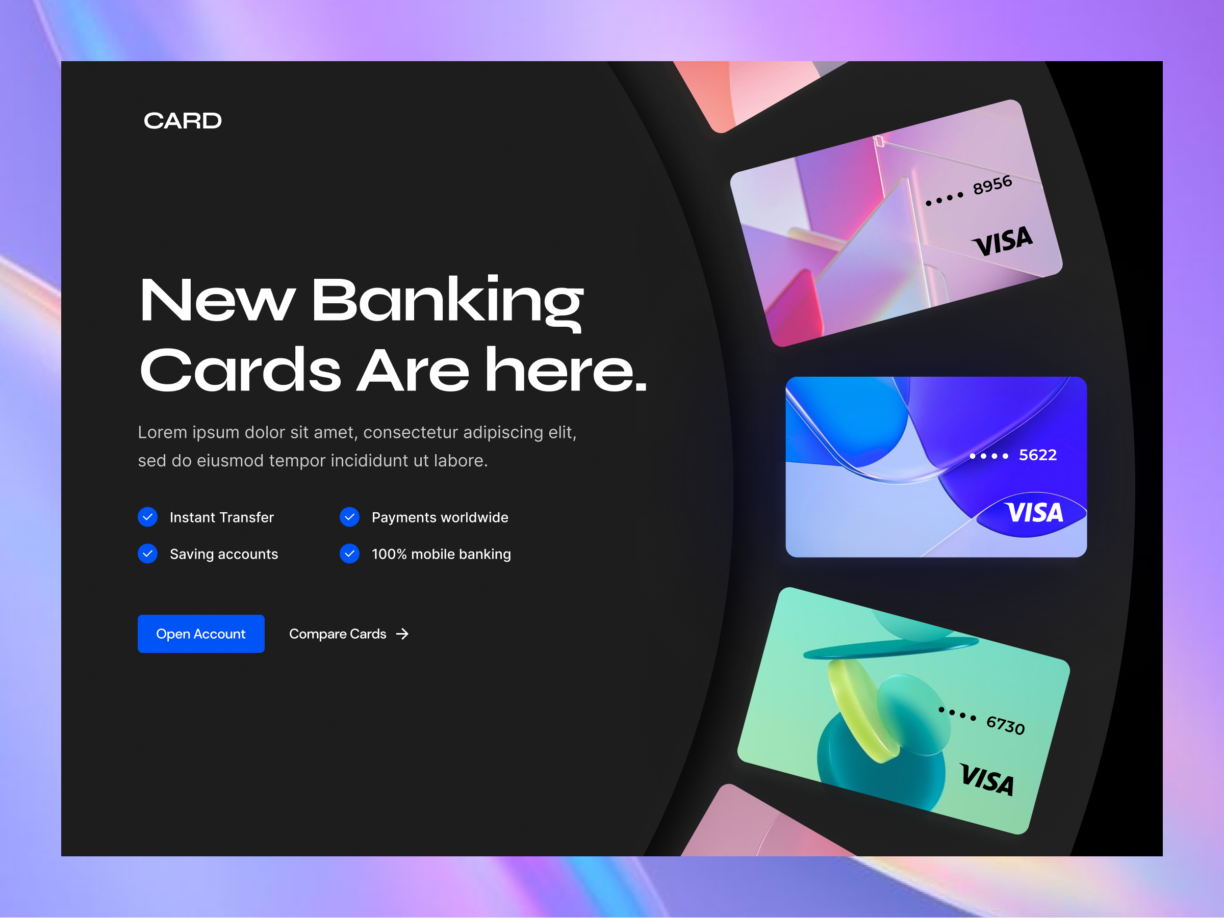 Banking Card Landing Page Website by Nishar Multani on Dribbble