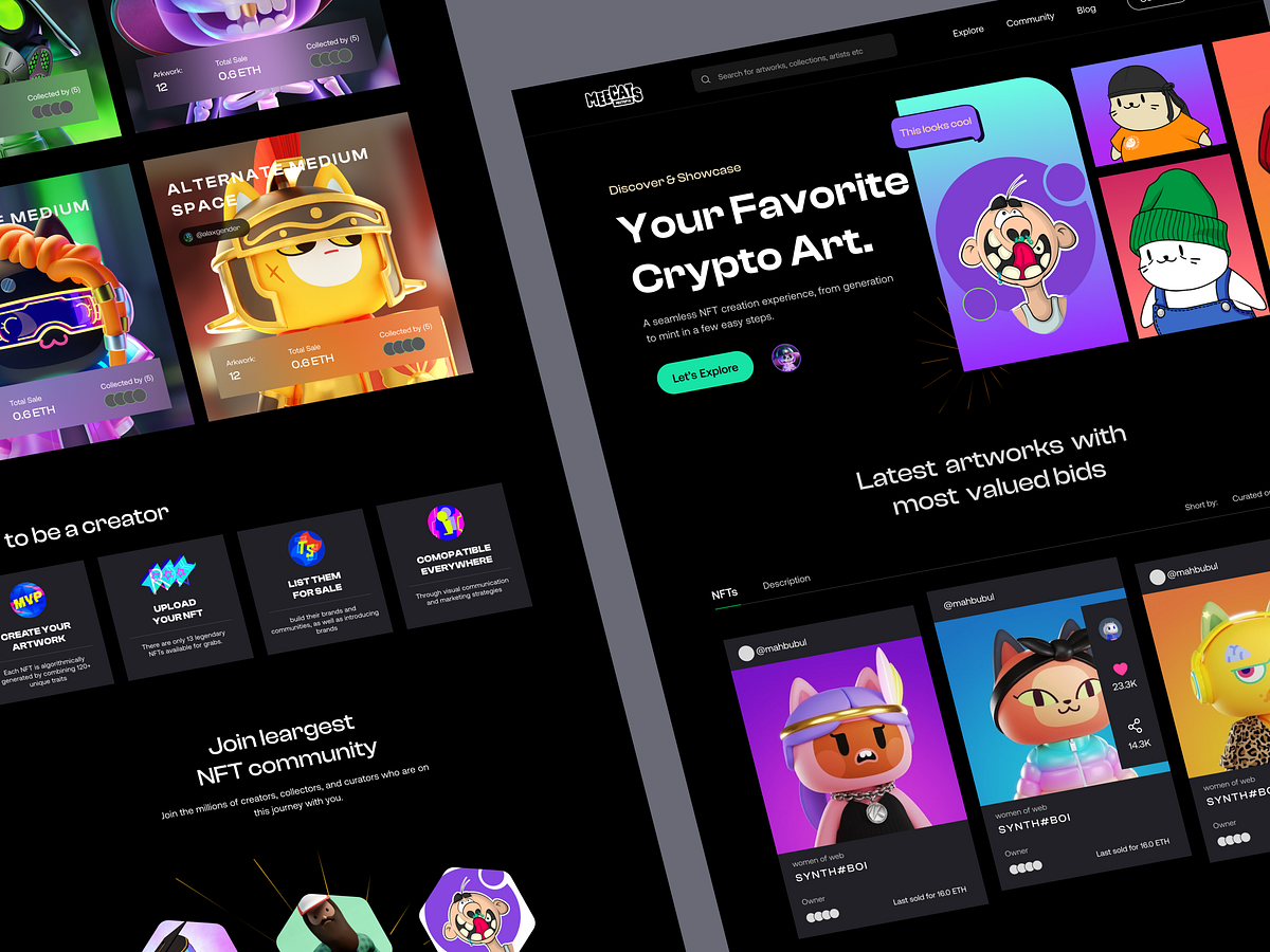NFT Marketplace Landing page by Mehedi Titas for UIHUT - UI UX Design ...