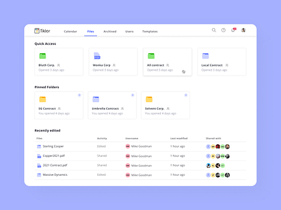 Files and Folders Quick Access Page | B2B Web App by Aubergine ...