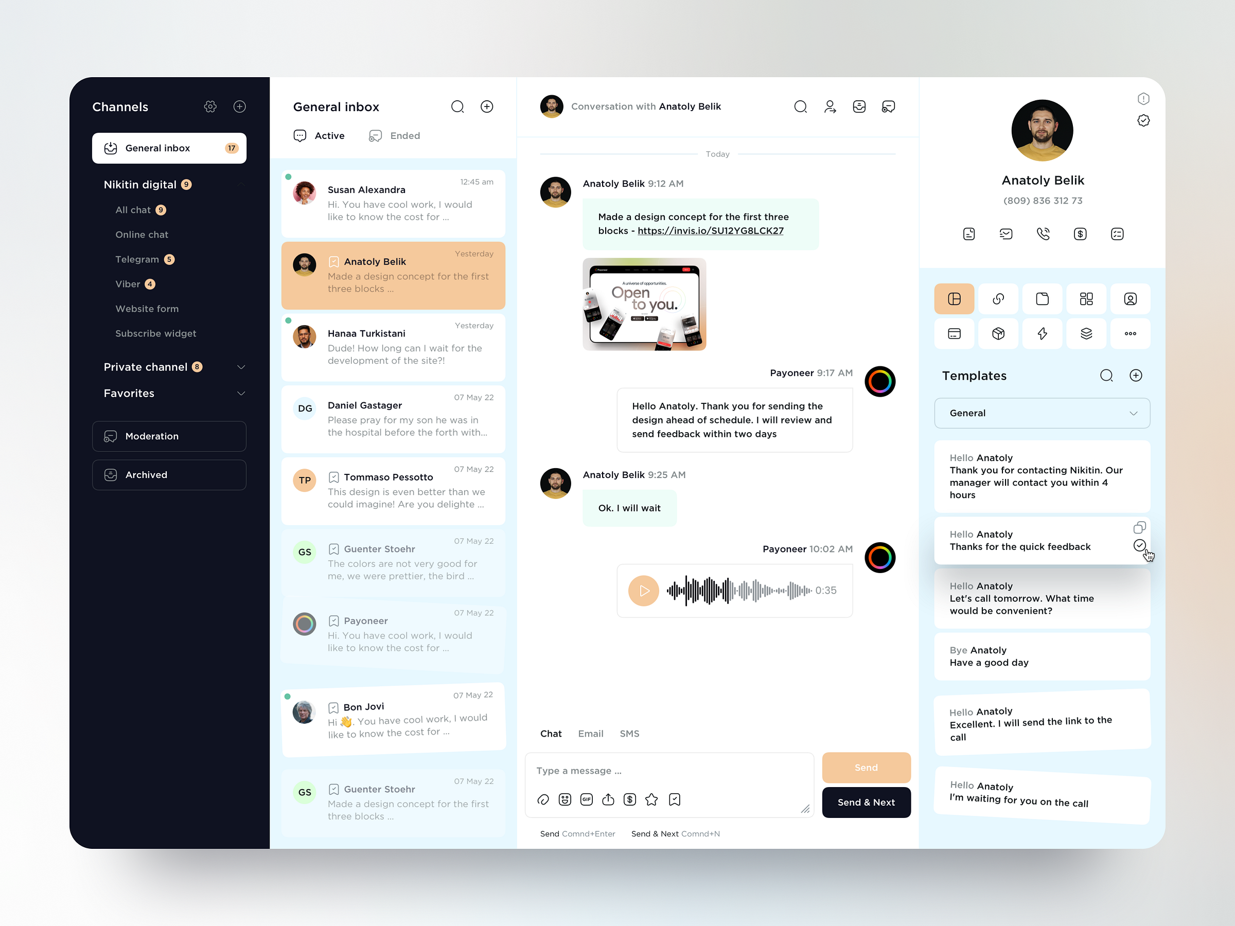 Widget For Communication by Bogdan Nikitin for Nixtio on Dribbble