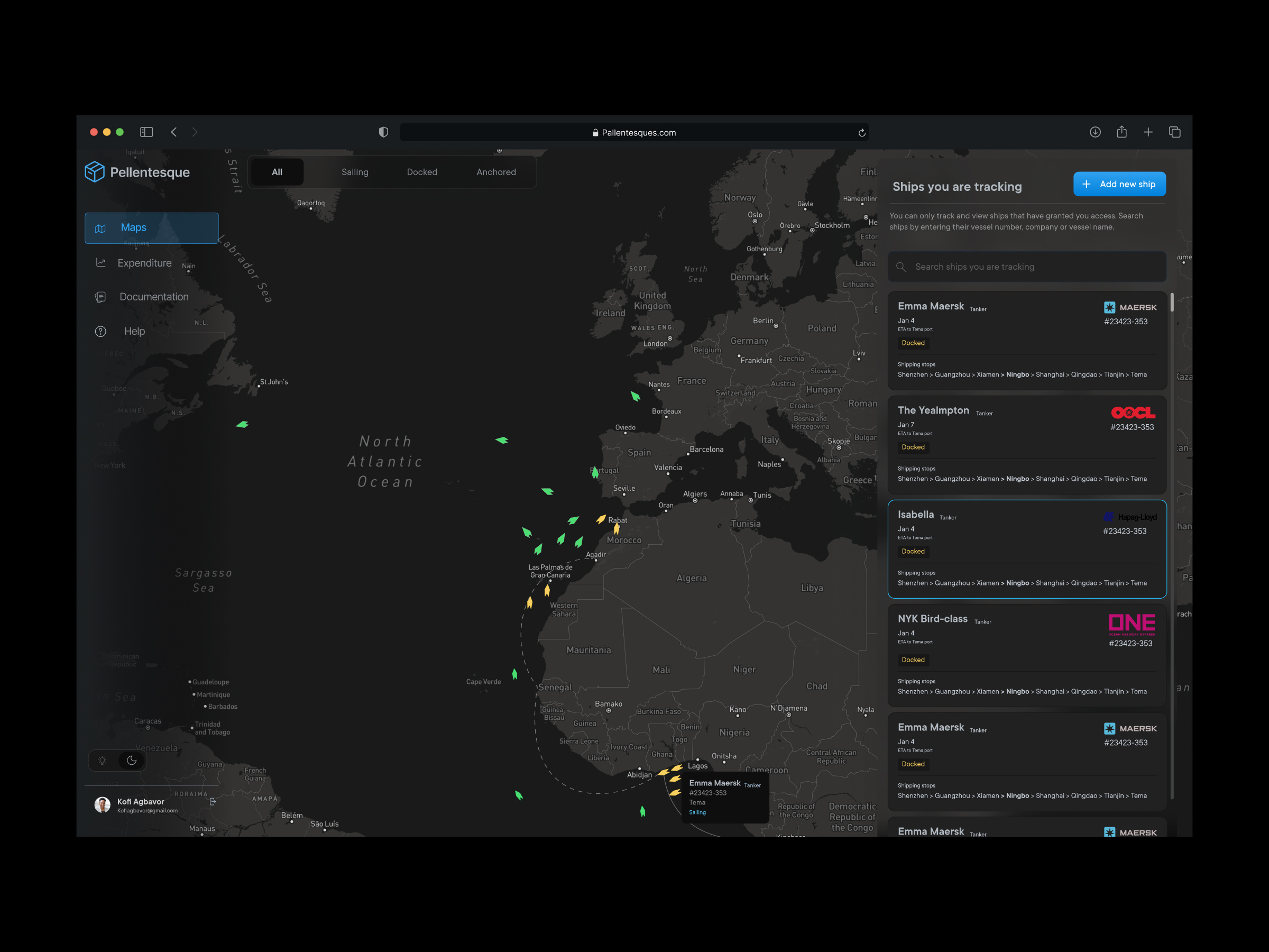 Ship/Vessel Tracking interface by Richmond Agbavor on Dribbble