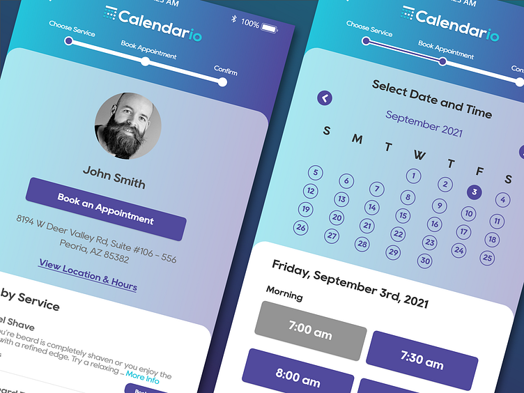 Calendario Appointment Booking Mobile App UI Design by Lawrence Freitas ...