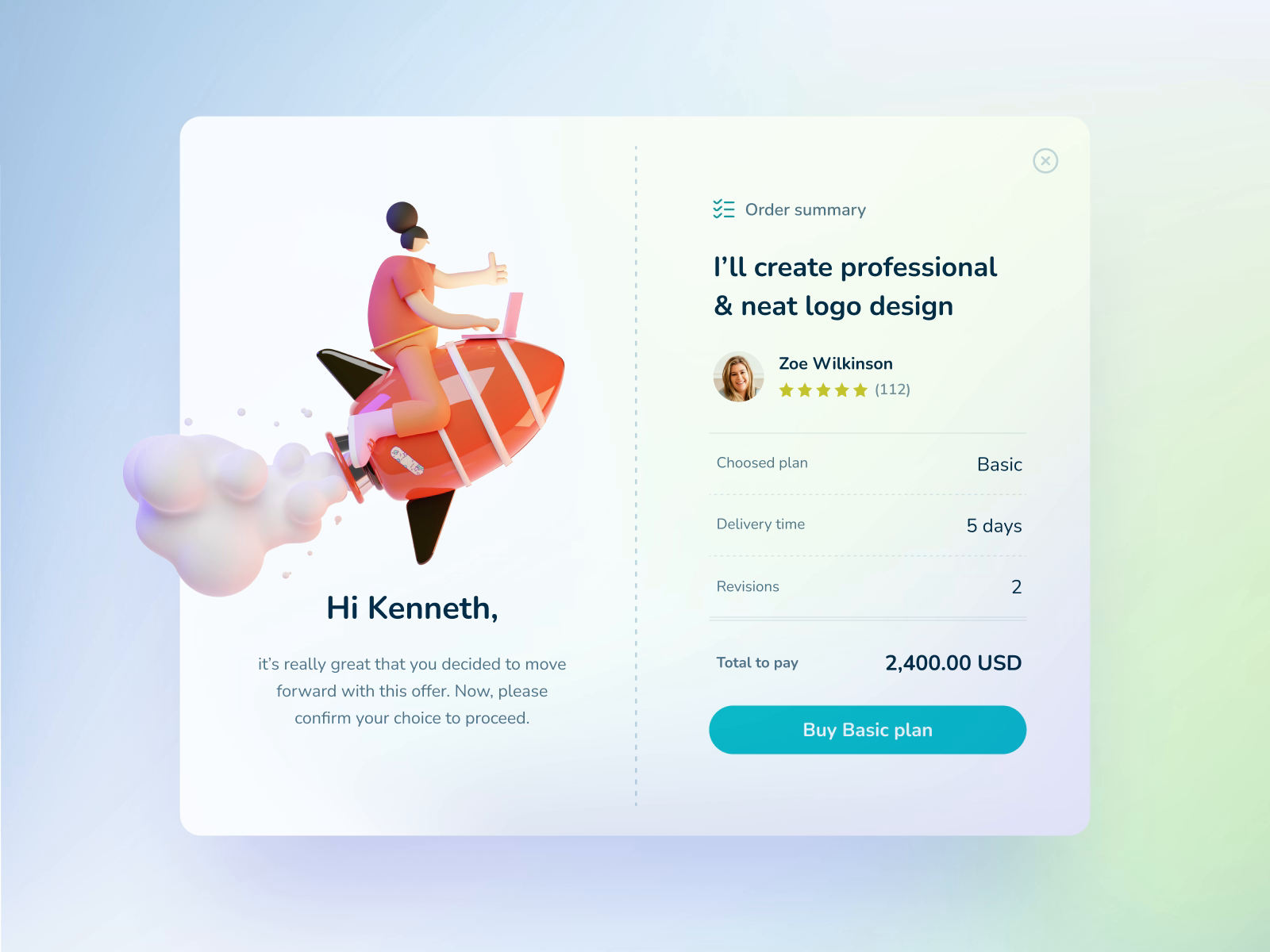Purchase summary UI animation component by Alek Chmura // Zante.design ...