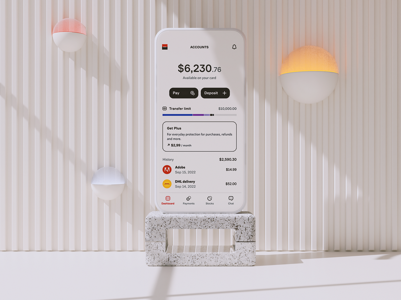 Banking app home screen by Renat Muratshin on Dribbble
