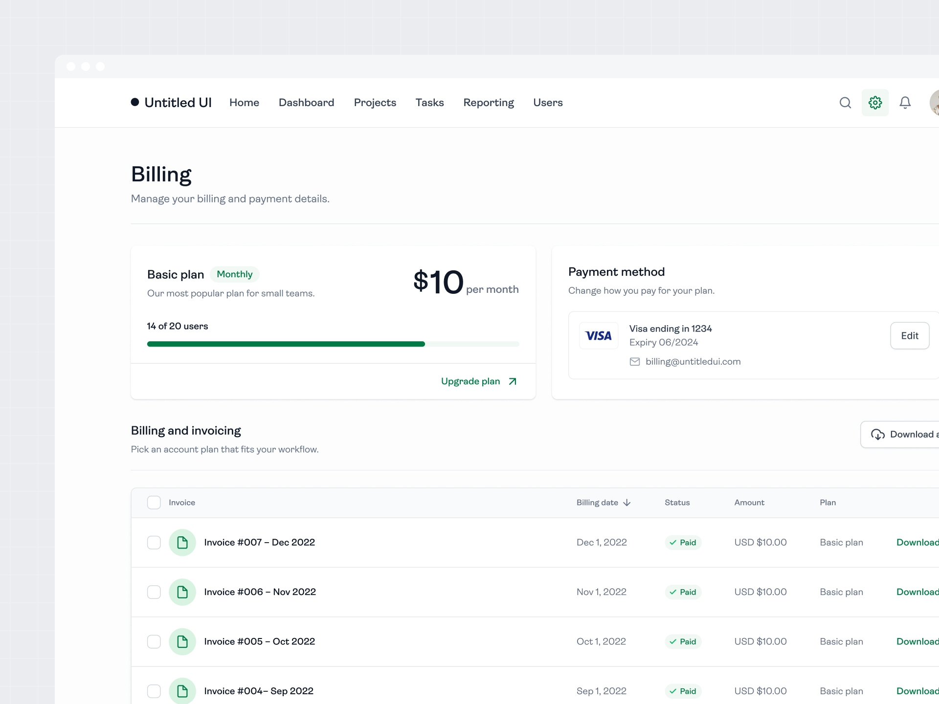 Billing settings — Untitled UI by Jordan Hughes® on Dribbble