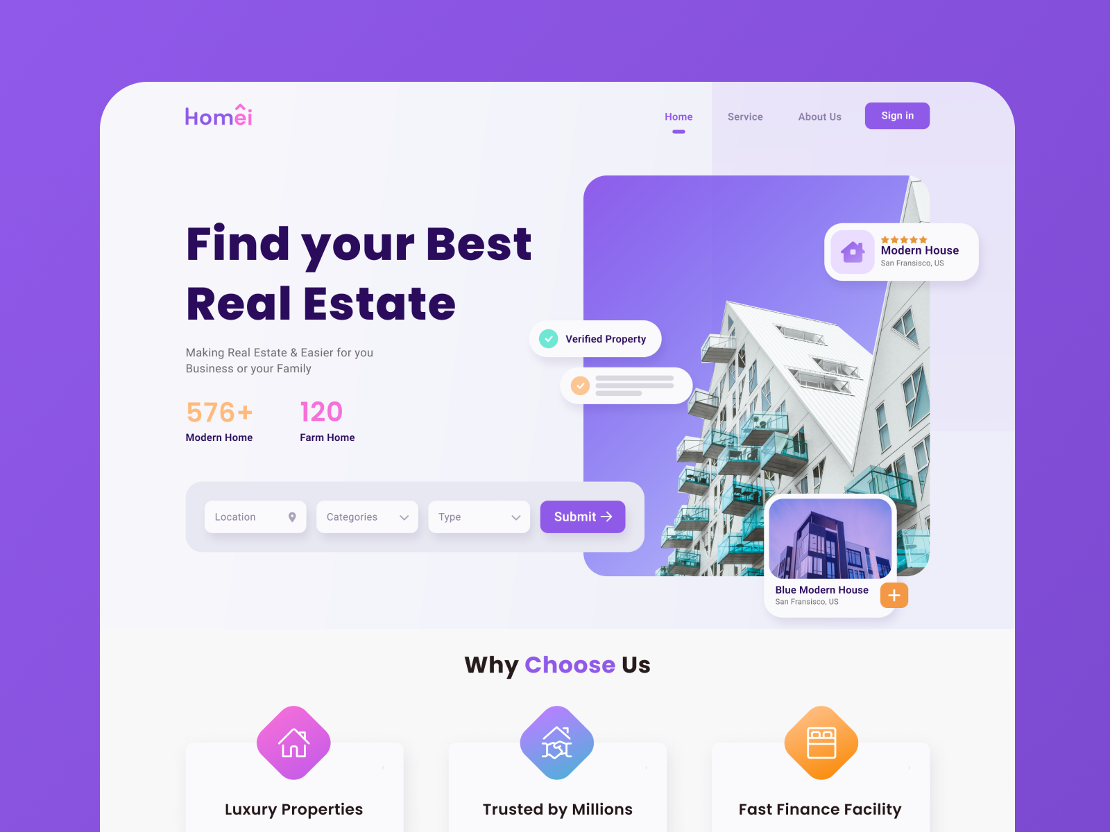 Homei - Real Estate Header Concept UI by Dwi Candra Putra for Kavixel ...