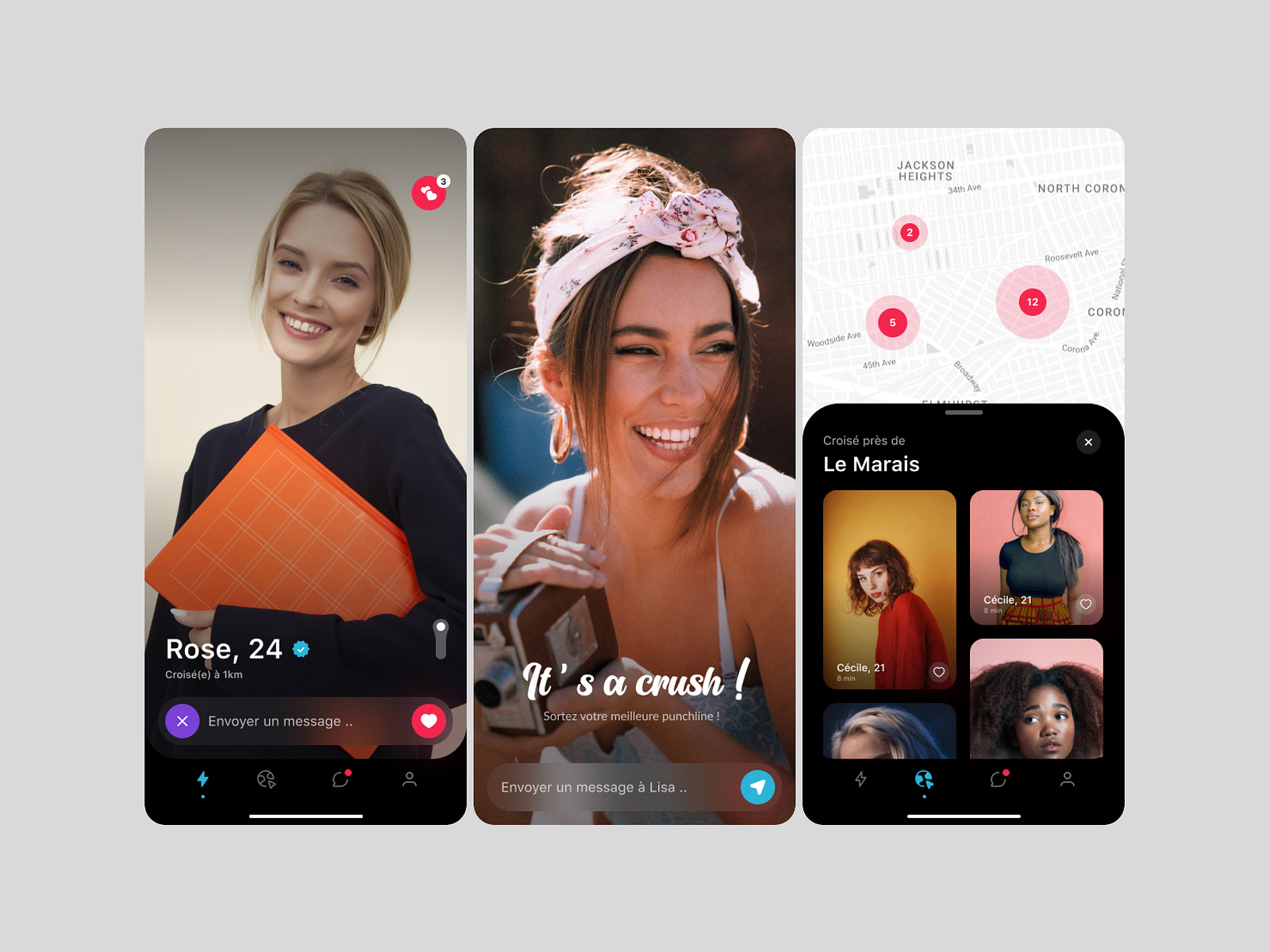 Dating app Happn challenge by Laure Halvick on Dribbble