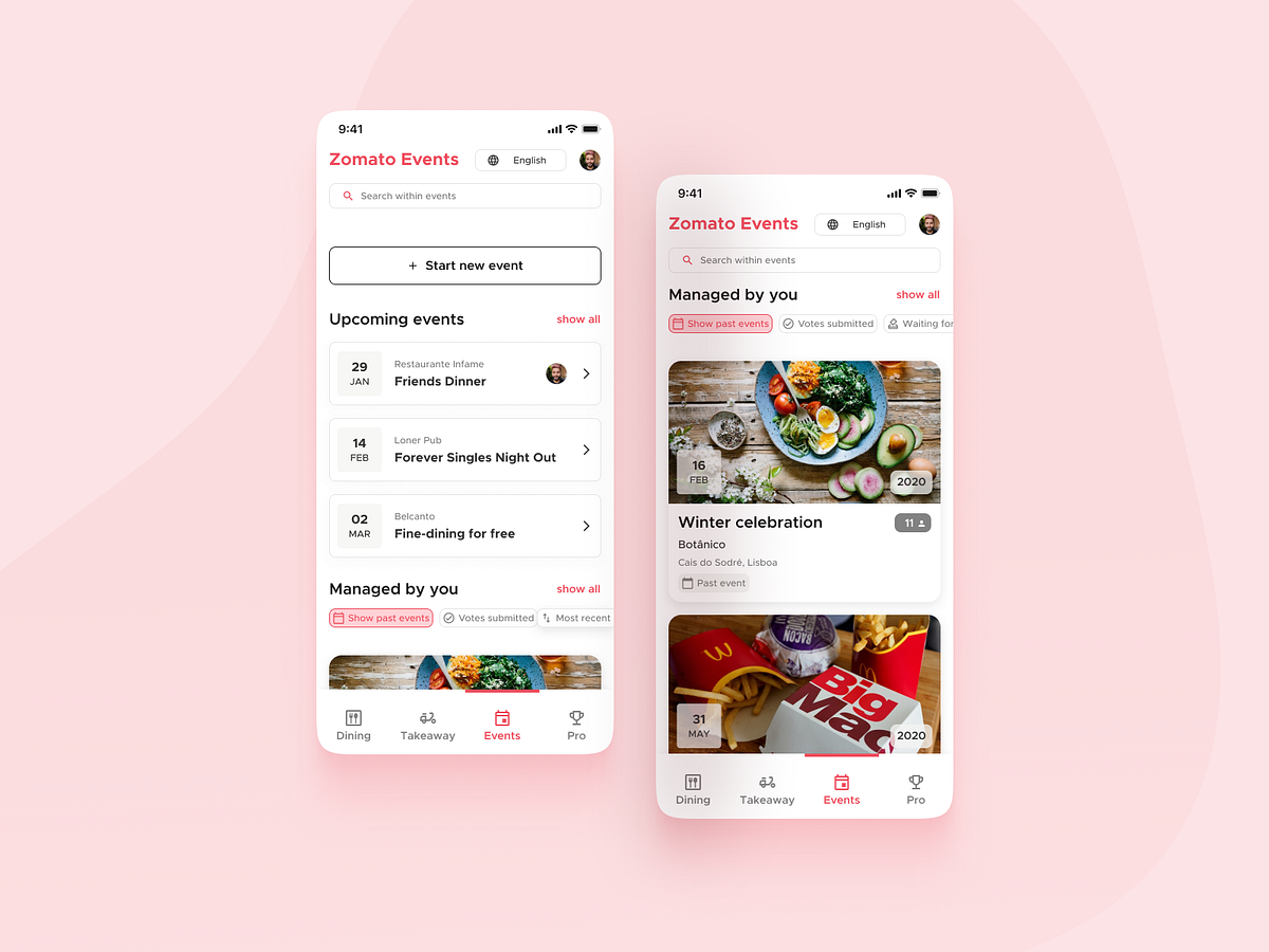 Zomato Events by Telmo Julião on Dribbble