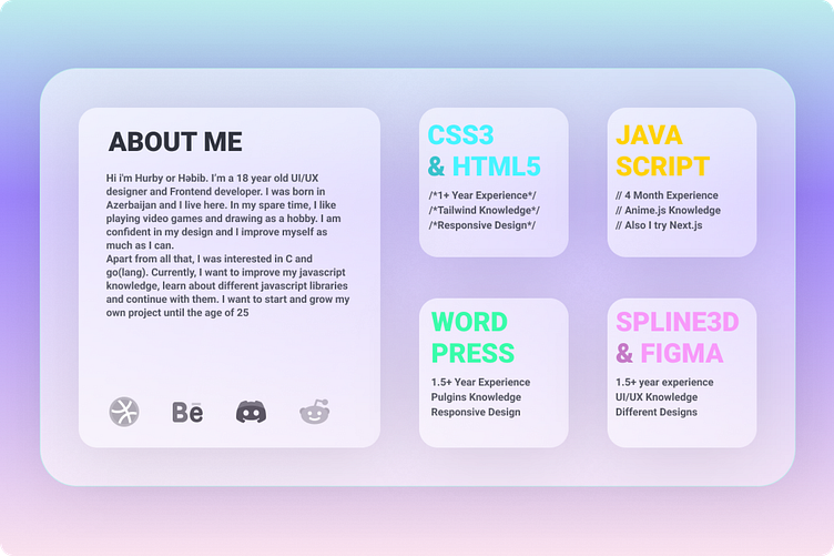 About me section by Hurby on Dribbble