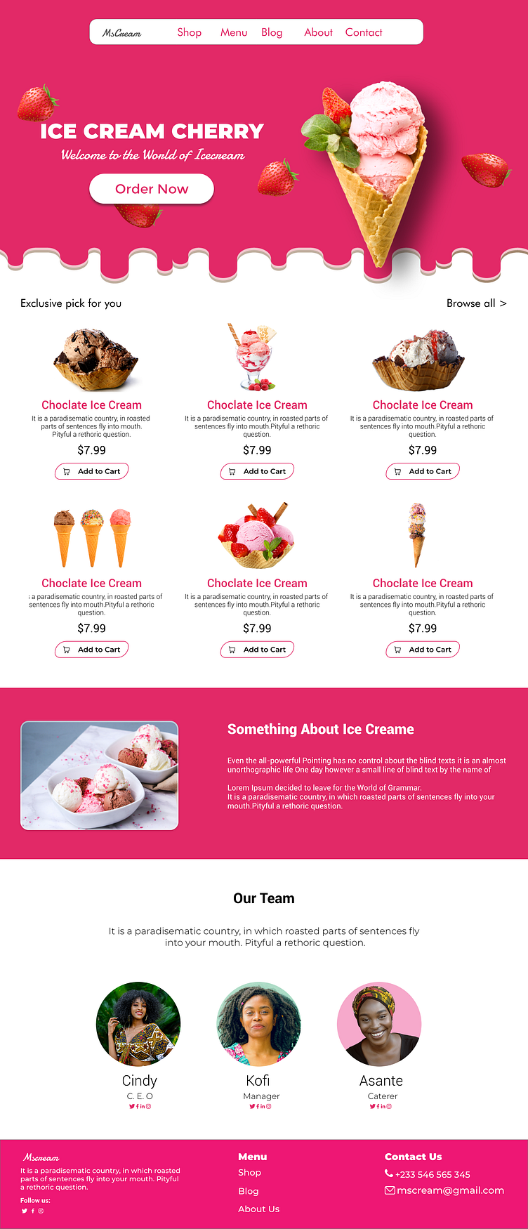 Ice cream page UI design by Suzzy Smith Mensah on Dribbble