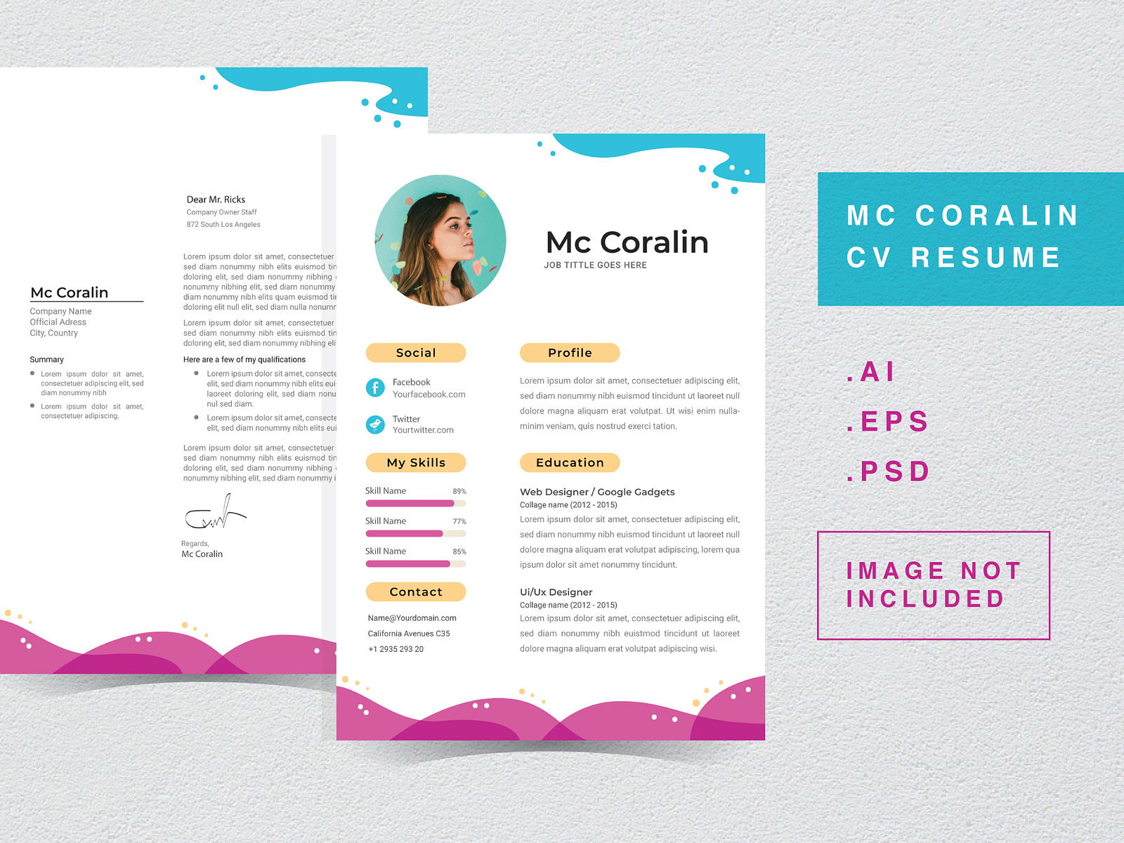 Mc Coralin - CV Resume Template by Queentype on Dribbble