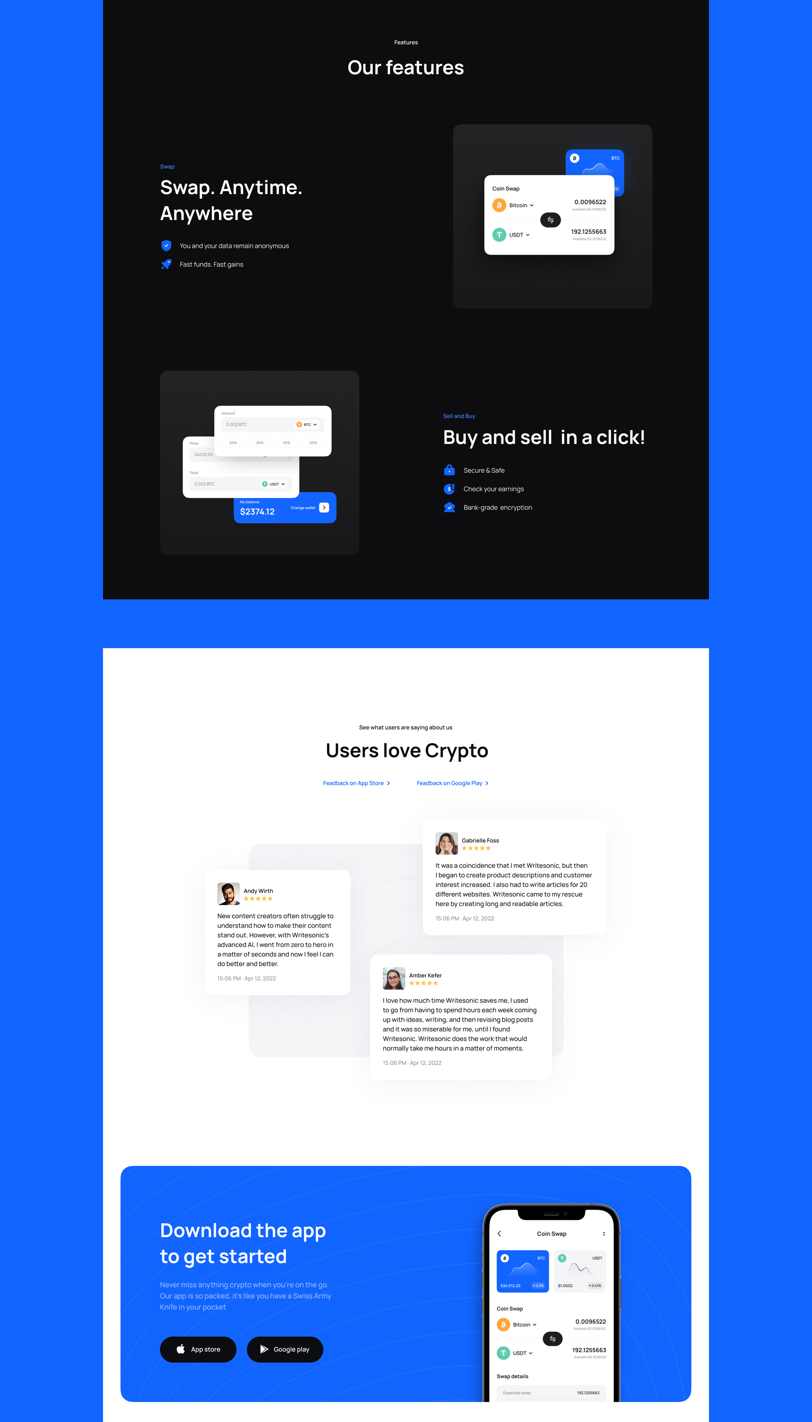 Crypto - Mobile & Landing page design by Outcrowd on Dribbble