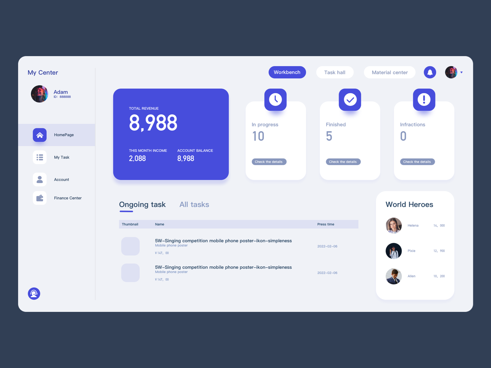 Personal center background interface by Whale design on Dribbble