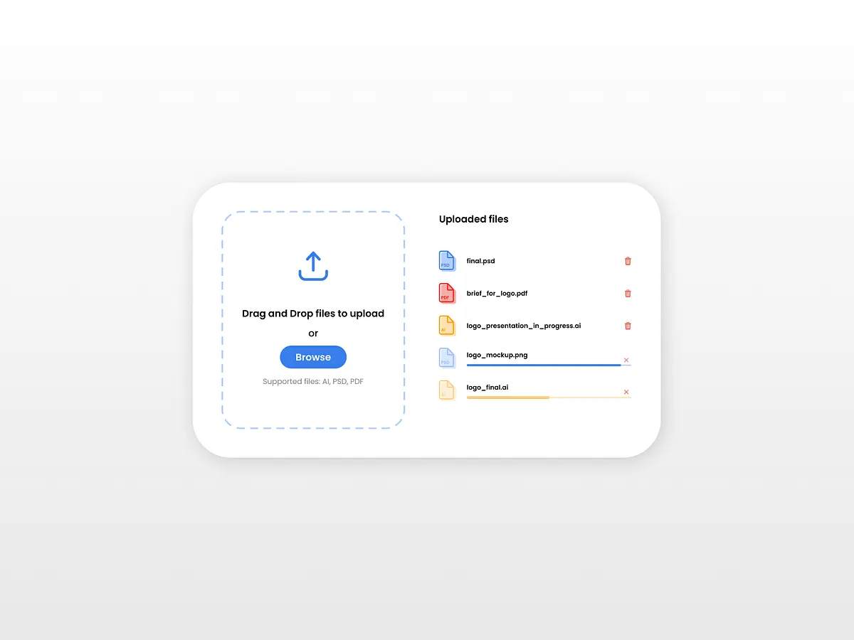 Browse thousands of Upload File UI images for design inspiration | Dribbble