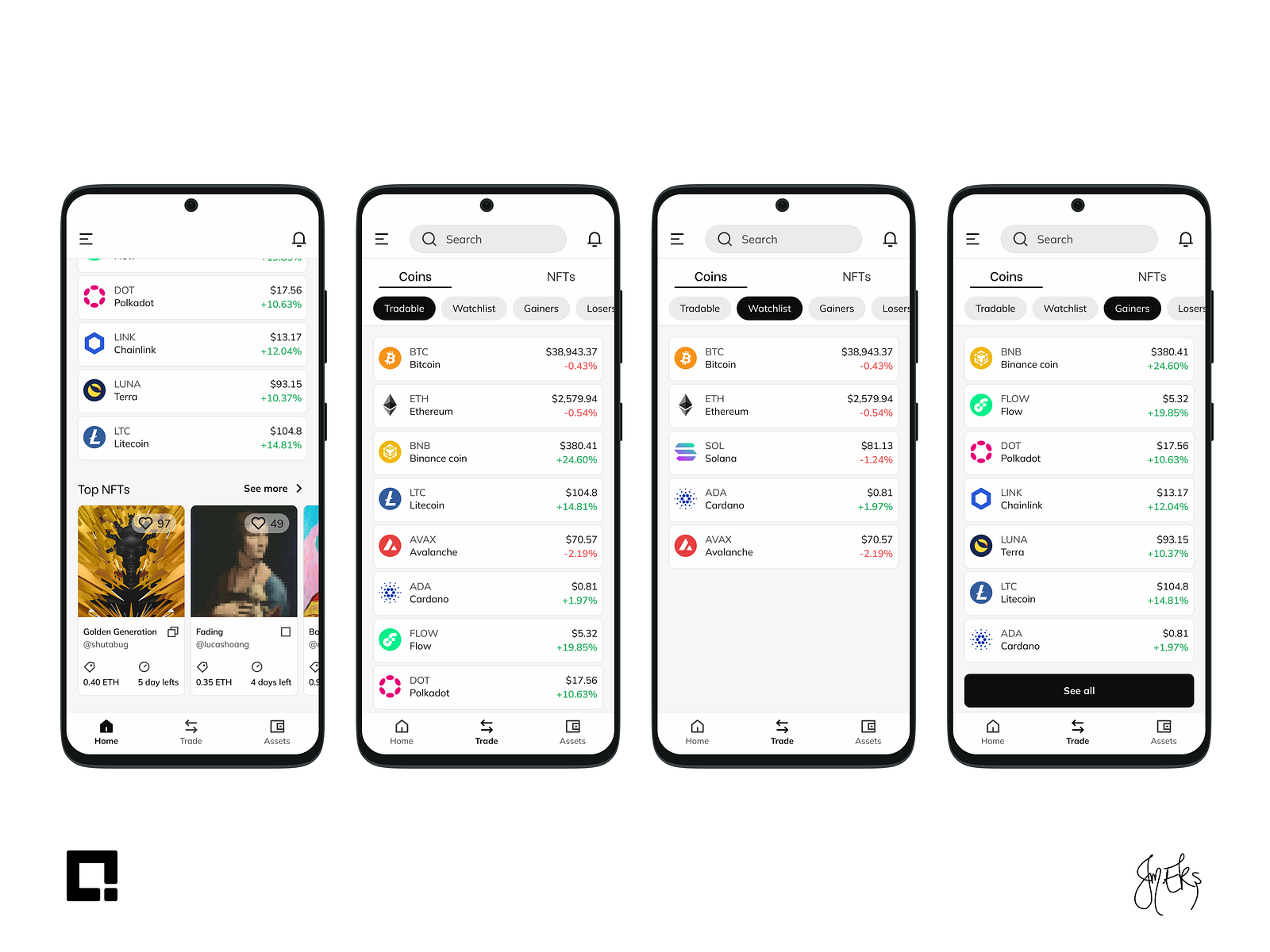 Scenes from a dapp design by Jerry Ayashar on Dribbble