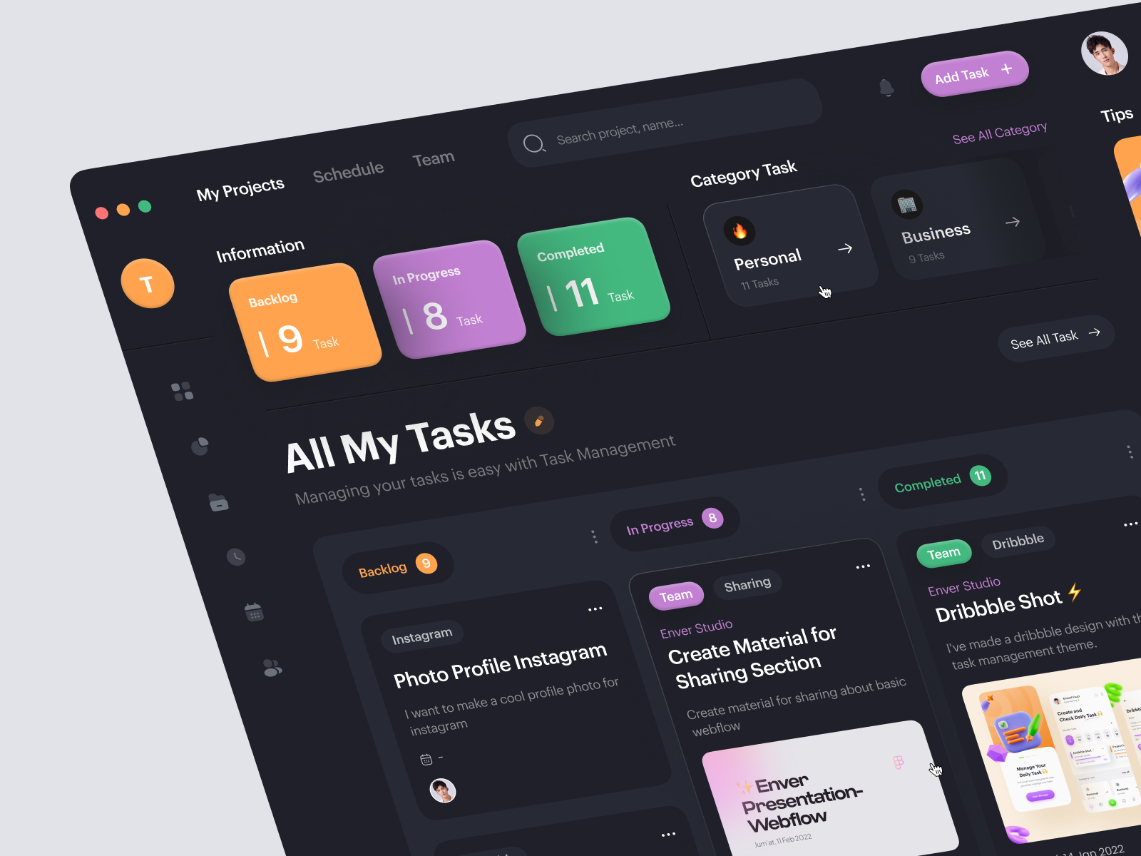 ⚡ Task Management - Dashboard Dark Mode Version by Asal Design for ...