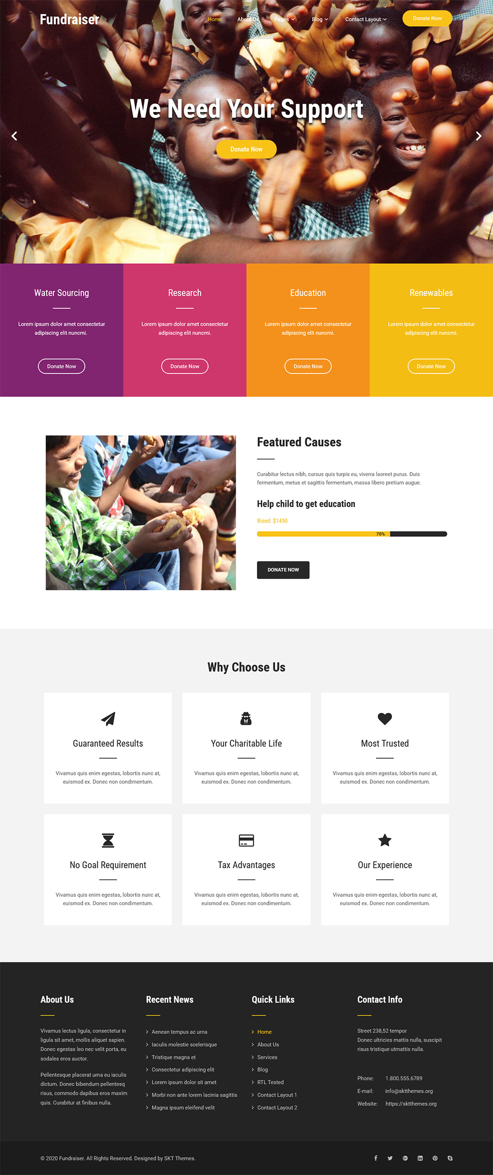 SKT Fundraiser Lite - Free Fundraising WordPress Theme by SKT Themes on Dribbble