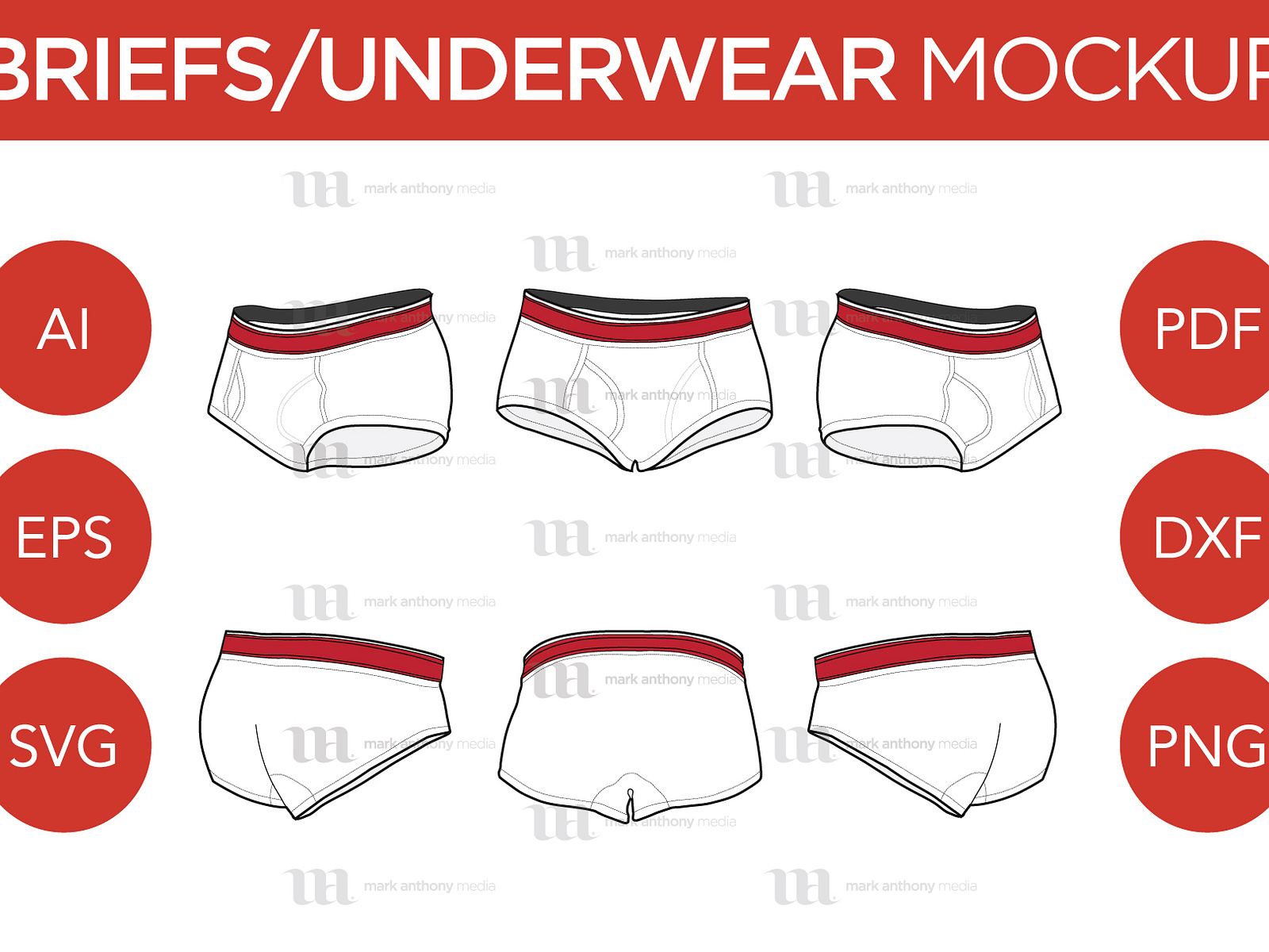 Briefs/Underwear - Vector Template Mockup by Mark Anthony Rudder on ...