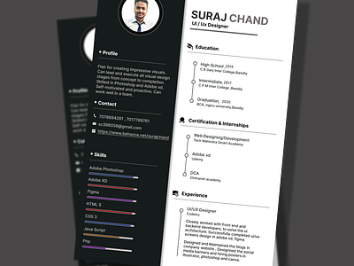 resume design by Suraj chand on Dribbble
