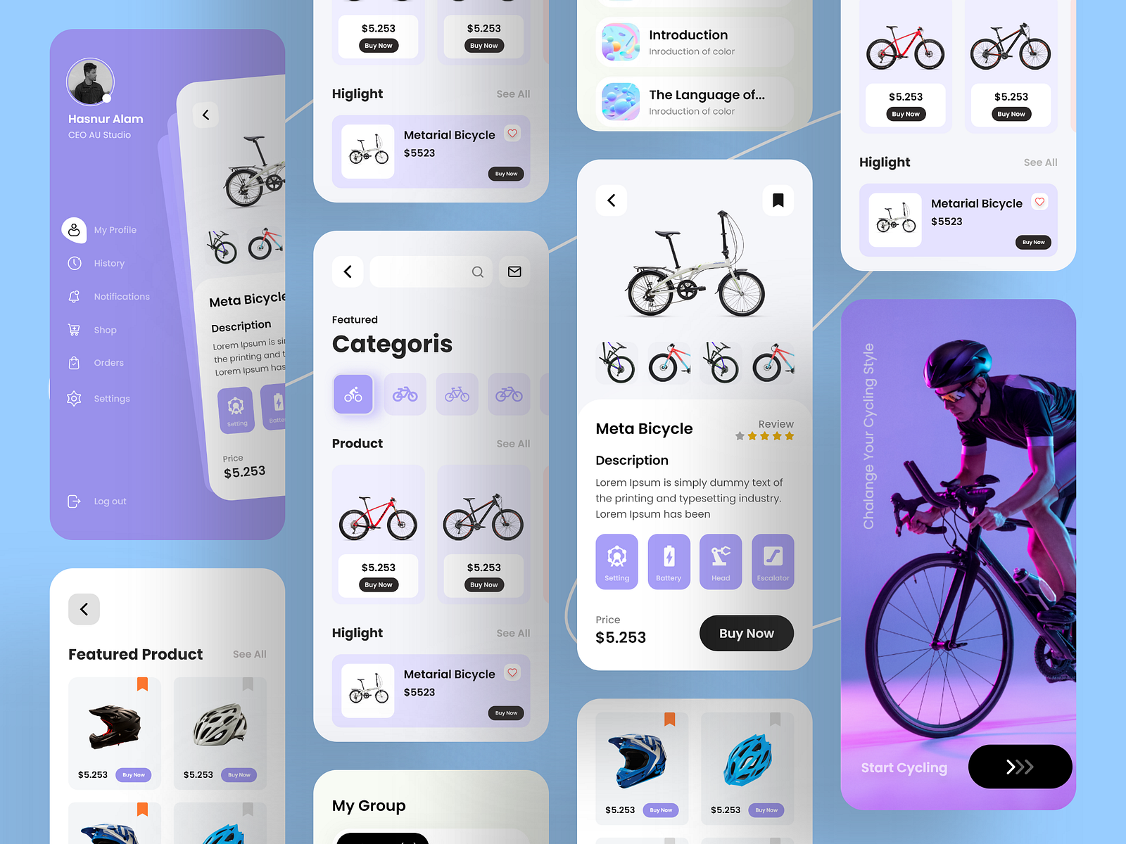 Bicycle ; Mobile App Design by Hasnu Ujjol on Dribbble