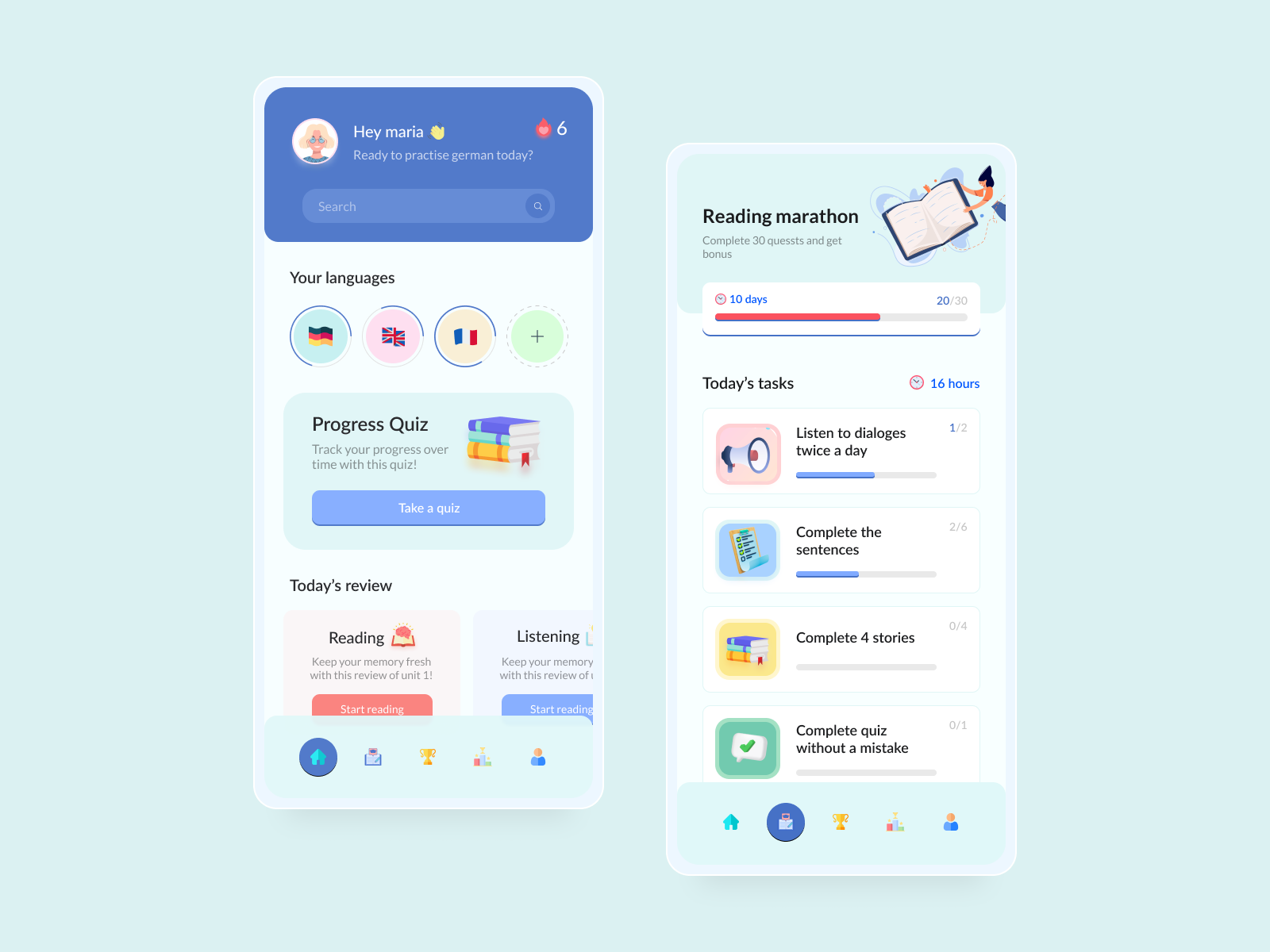 Language learning platform by Tako Chkhikvadze on Dribbble
