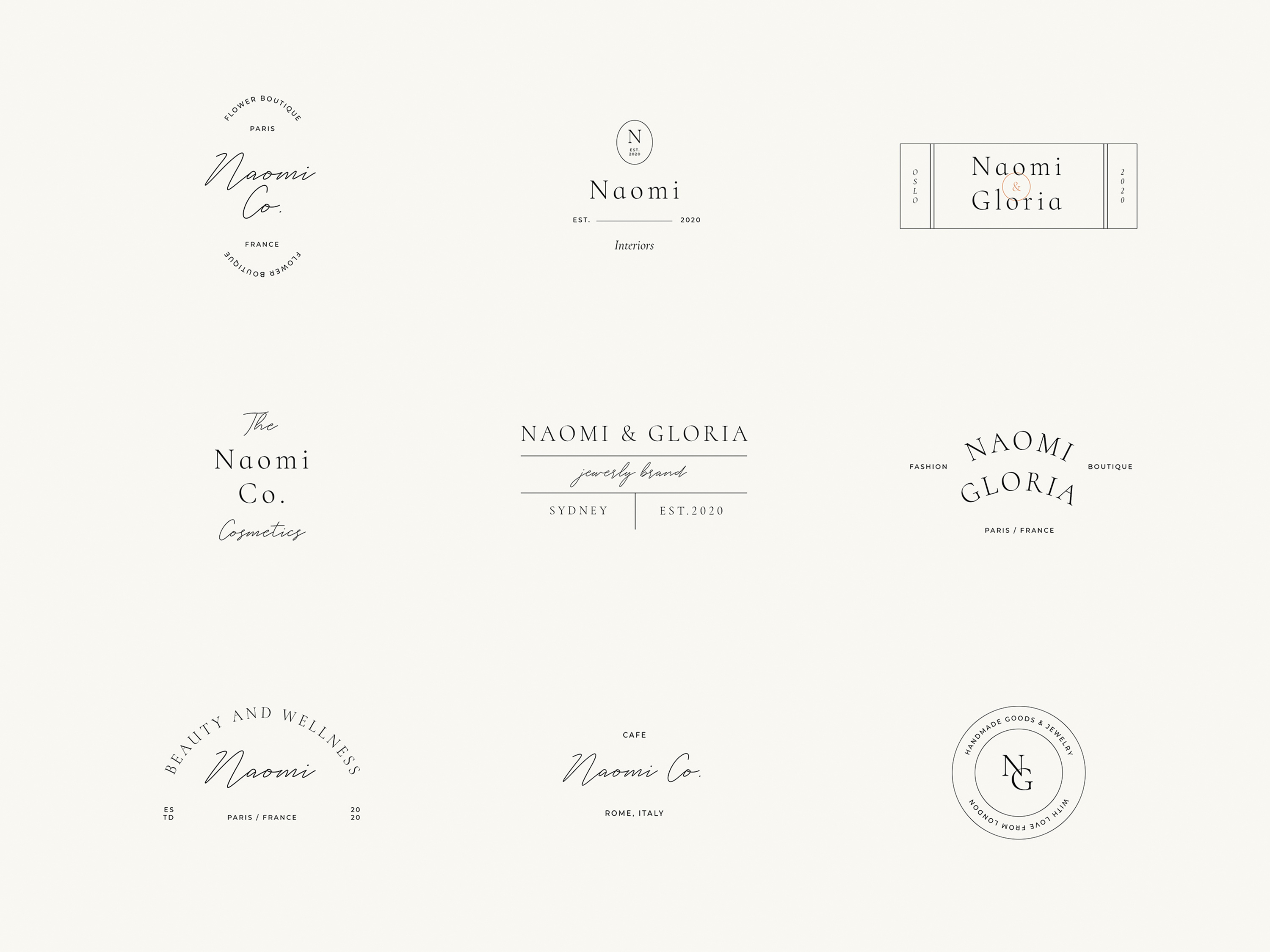 Naomi Logos. 54 Customisable & Minimal Logotypes. Ai Eps Psd by Feel ...