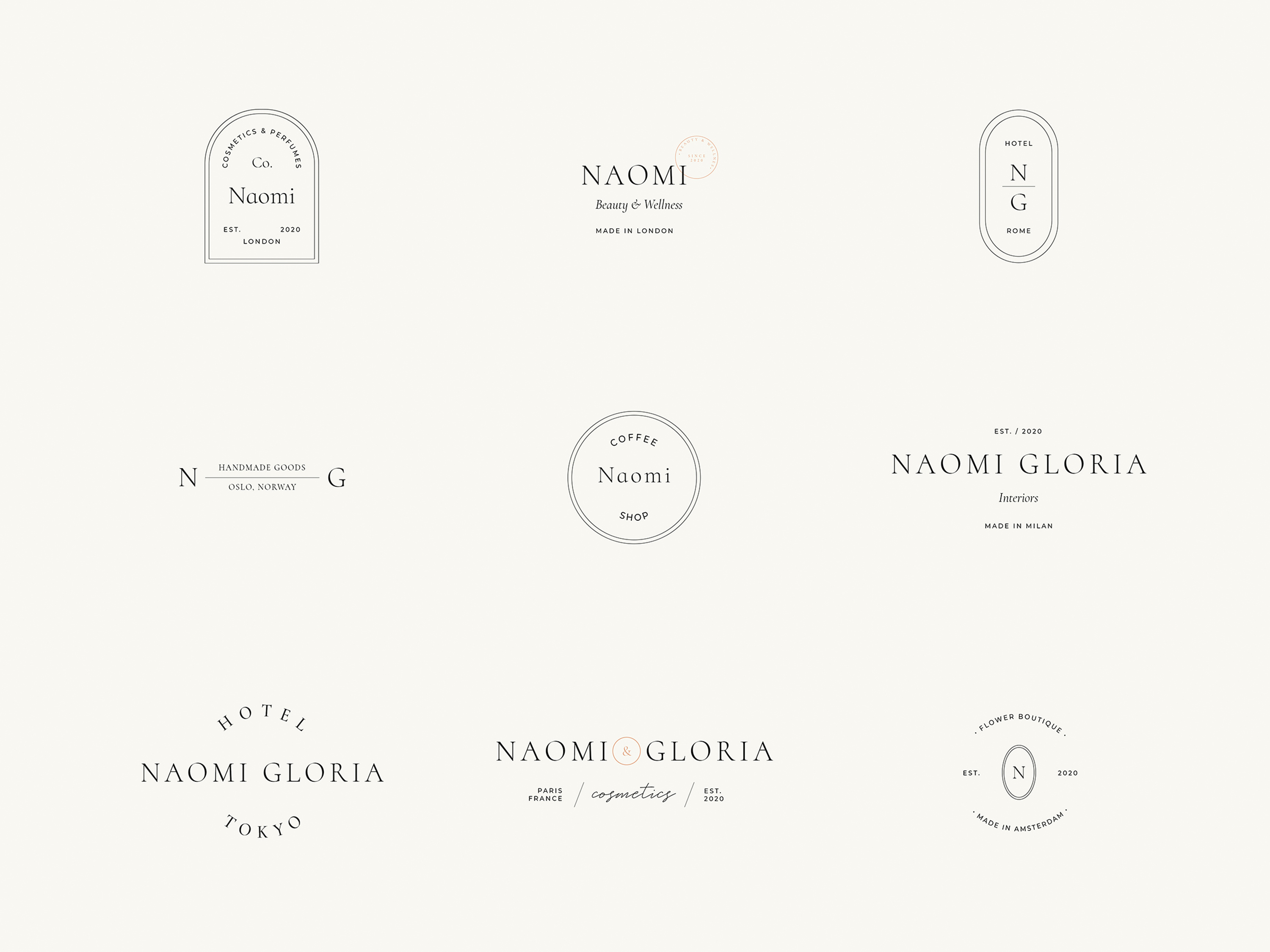 Naomi Logos. 54 Customisable & Minimal Logotypes. Ai Eps Psd by Feel ...