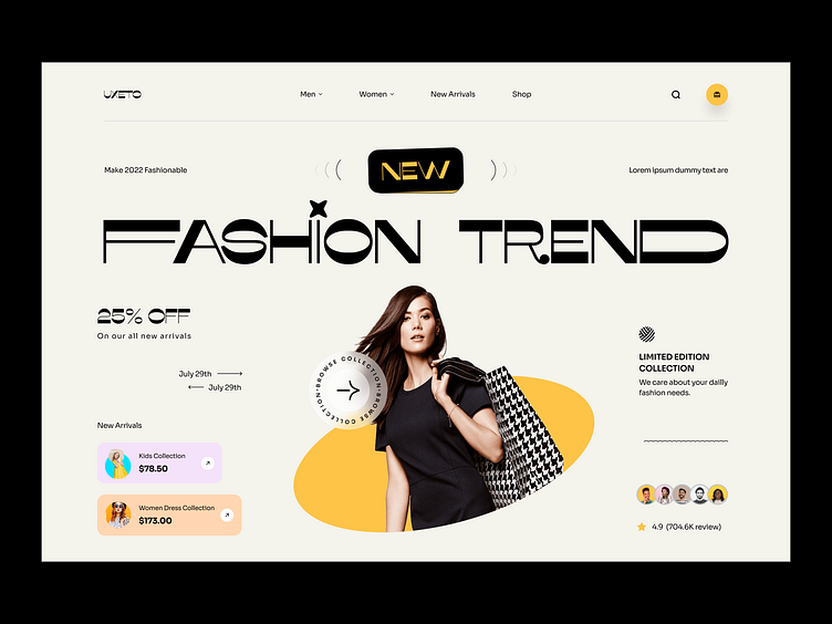 Fashion website creative header by Ibrahim Emran on Dribbble