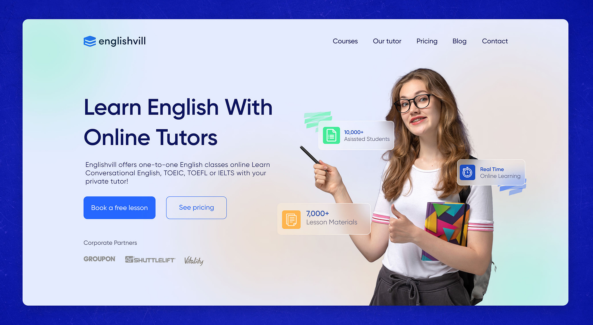 English learning website by Zarbaz Khan on Dribbble