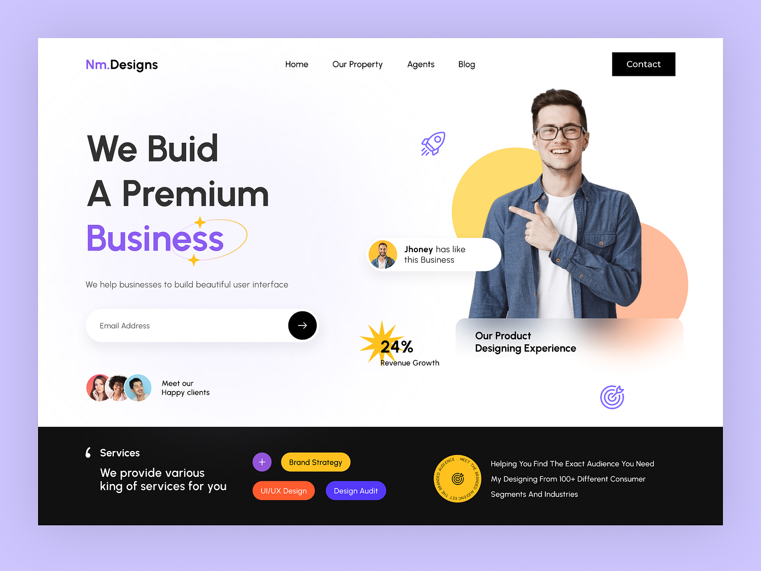 Agency Web Header by Nishar Multani UX/UI Design on Dribbble