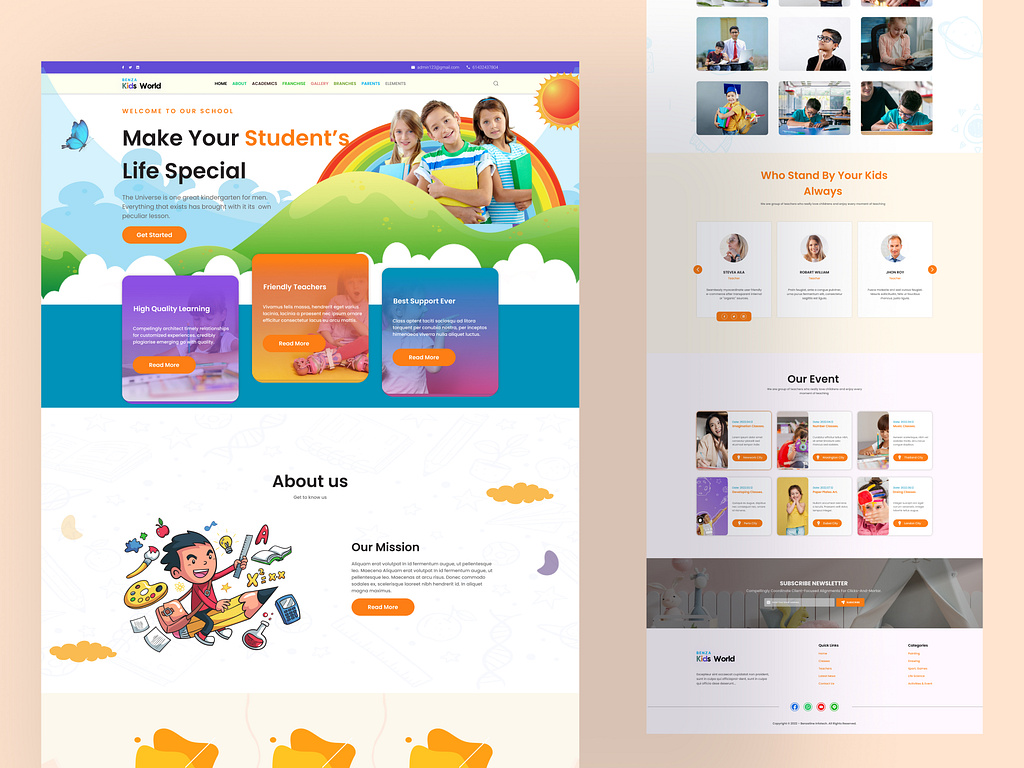 Kids Education Website Template by Chirag Vadukia on Dribbble