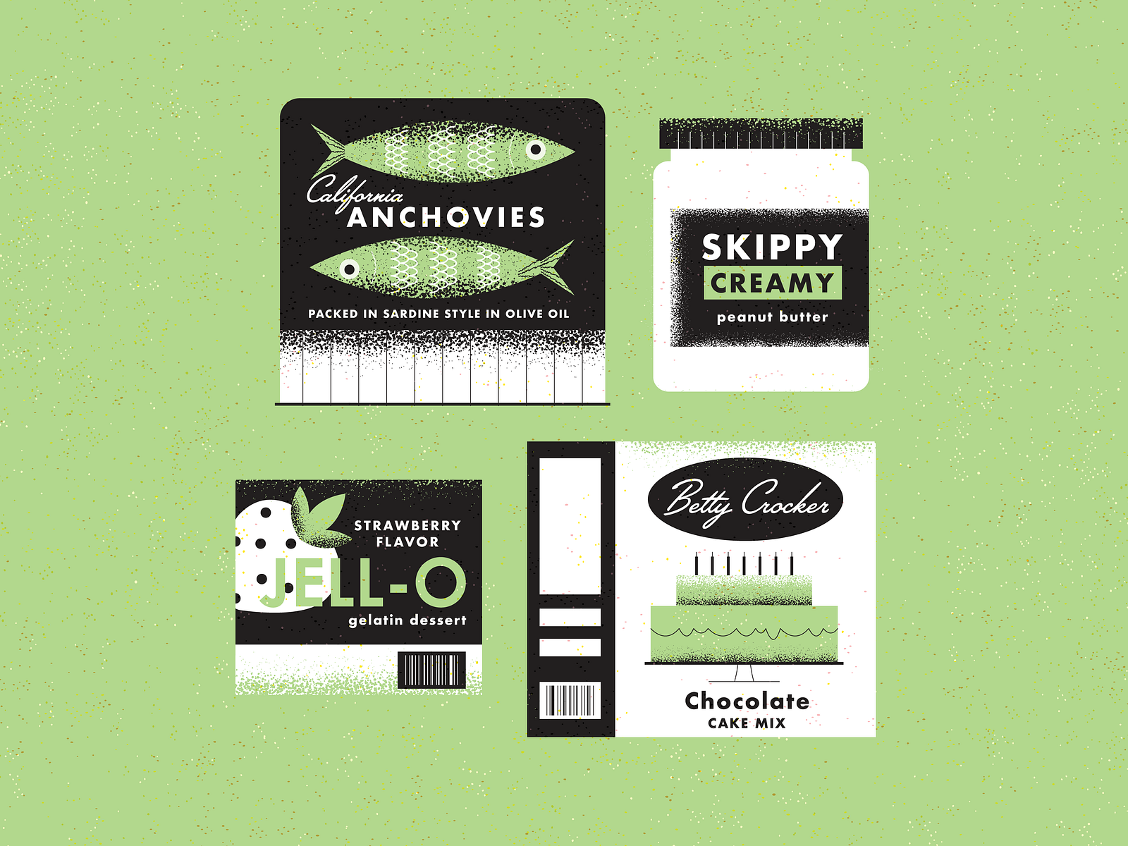 Retro food packaging by Marisa Schoen on Dribbble