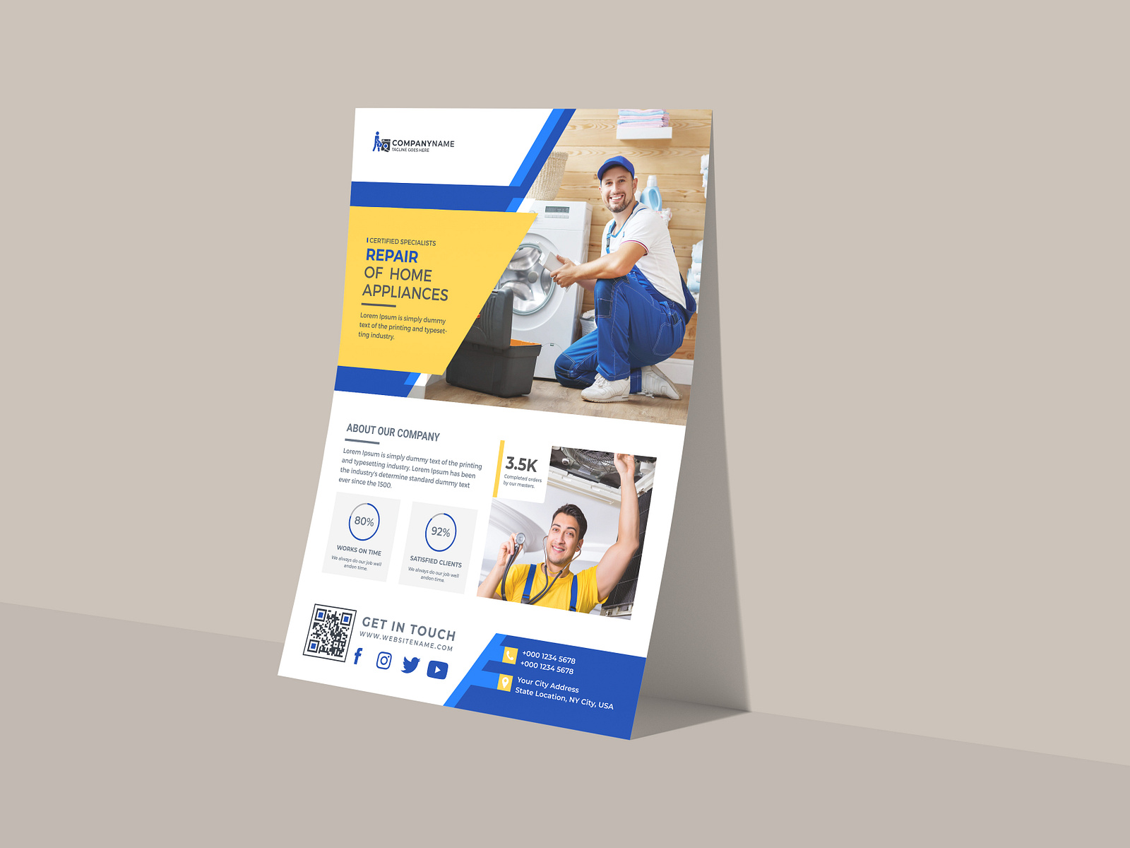 Modern home appliance repair service flyer template design by Durjoy ...