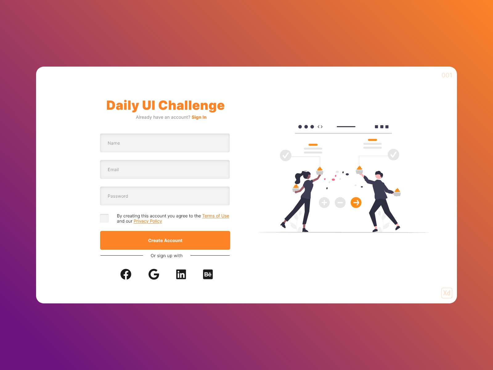 Daily UI Challenge 001 (Sign Up) by Shannon Aragon on Dribbble