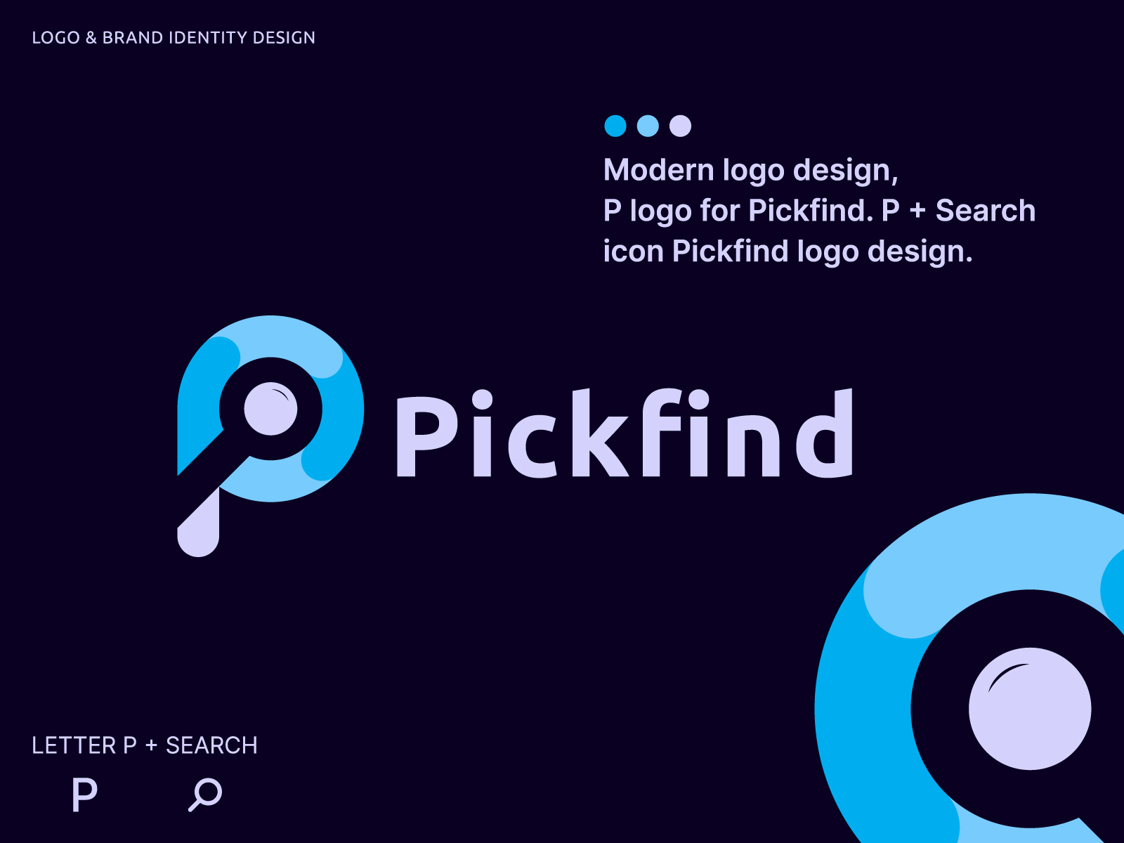 P logo for Pickfind, P + Magnifying Glass Logo Concept by MD Jahirul ...