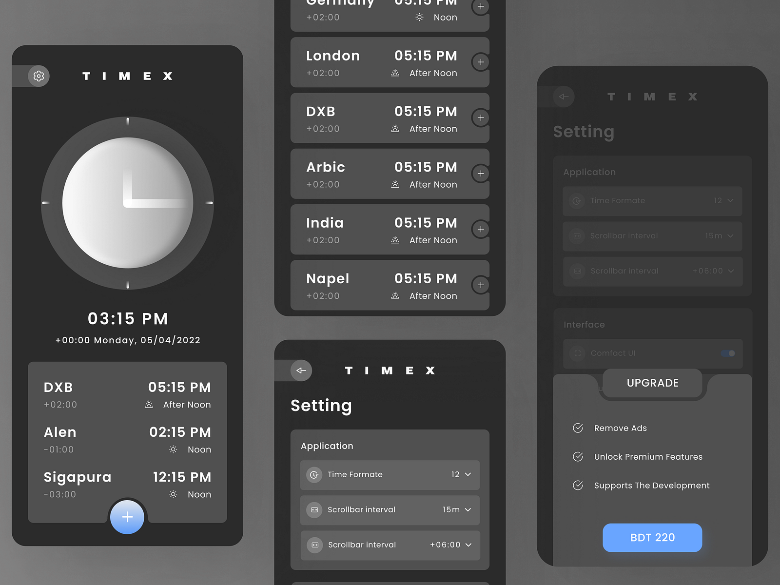 Timex Worldwide Time Clock mobile App UI Design by Samiul on Dribbble
