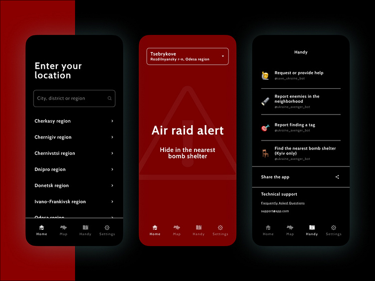 Air raid alert app by Olha Tushych on Dribbble
