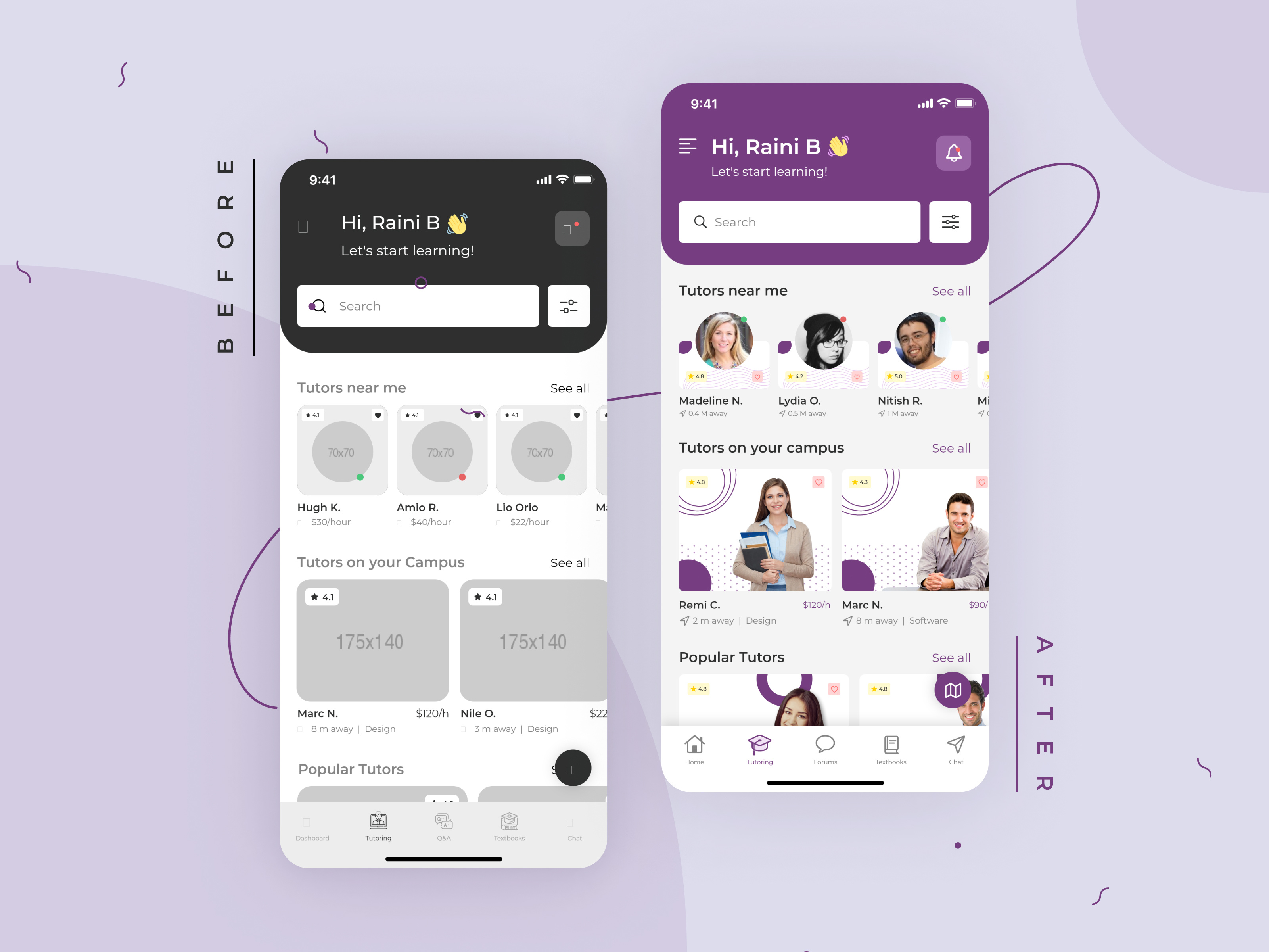 e-learning tutor students mobile app UI UX design by Keyur Vadhadia for Devoq Design on Dribbble