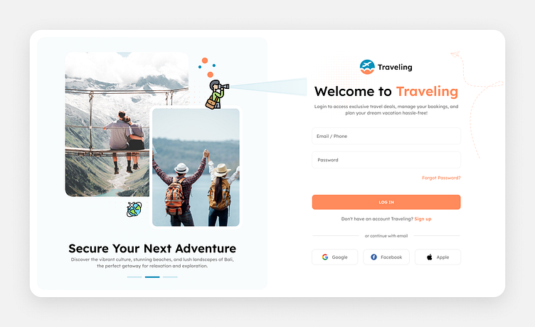 Travel Login Page UI Design by Pravin Sonagara on Dribbble