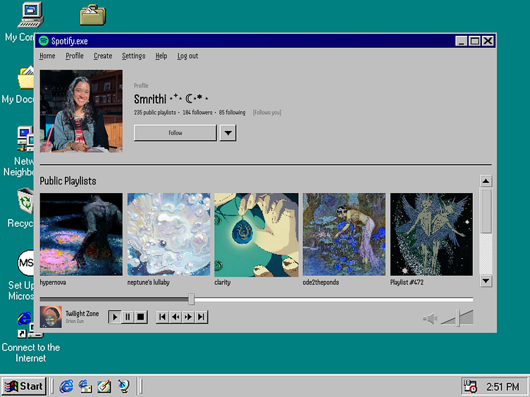 Spotify Redesign in Microsoft Windows 98 UI by Smrithi Manickam on Dribbble