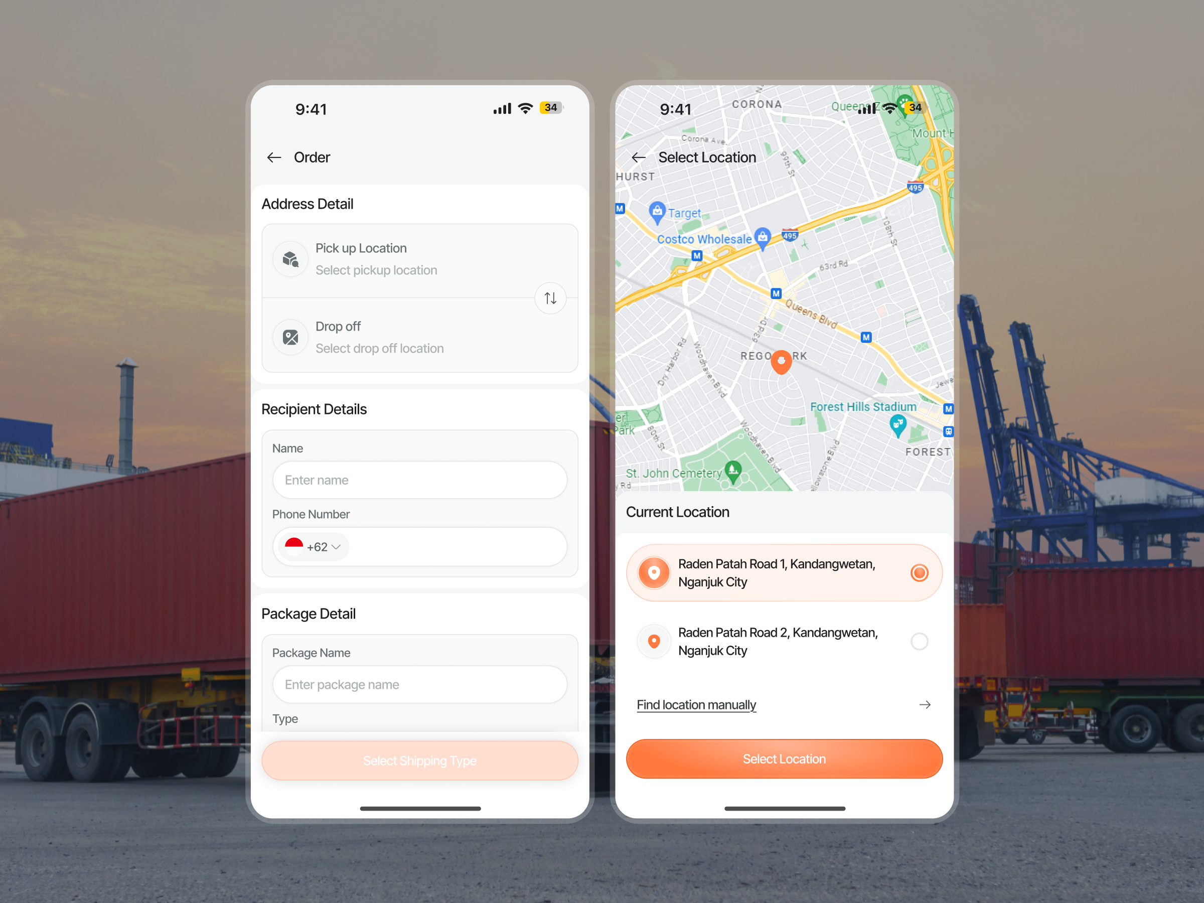 Select Location - Logistic Mobile Apps by Muhammad Khoirul on Dribbble