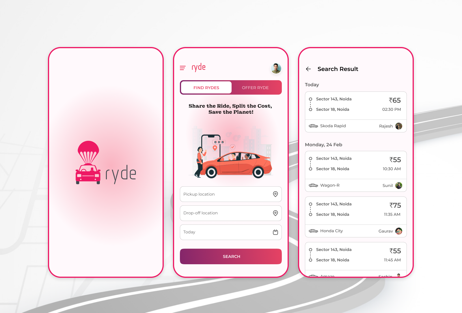 Carpooling app by Deepak Chandra on Dribbble