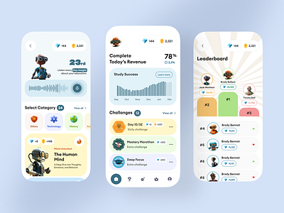 Gamified Learning App UI by Anastasia Golovko for Tino on Dribbble