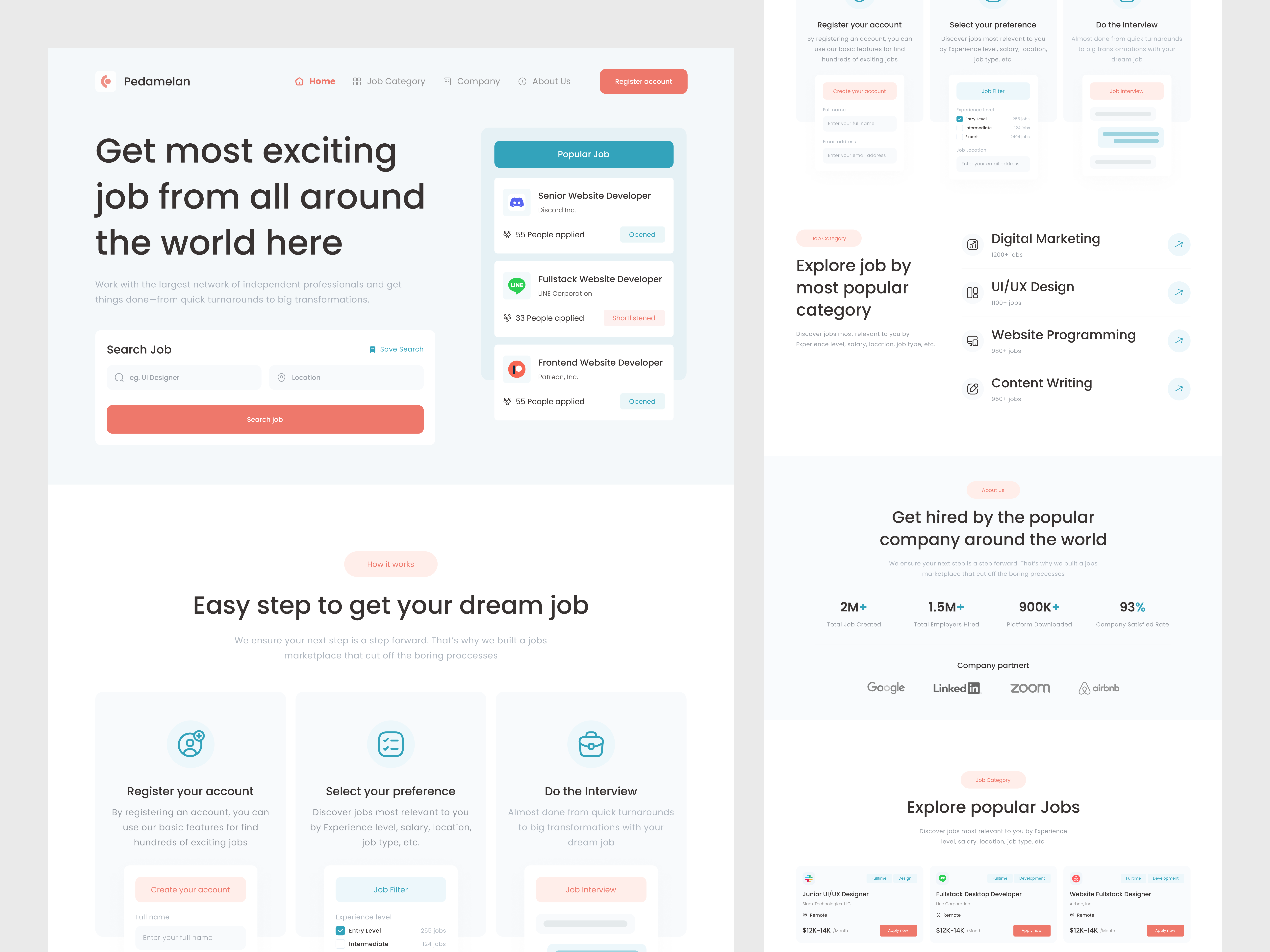Pedamelan - Job Finder Platform Landing Page by Syahrul Falah for Vektora on Dribbble