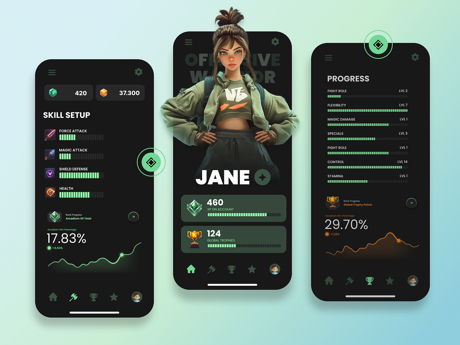 App UI Mobile Game Statistics - Character Statistics by Visual Data Kev ...