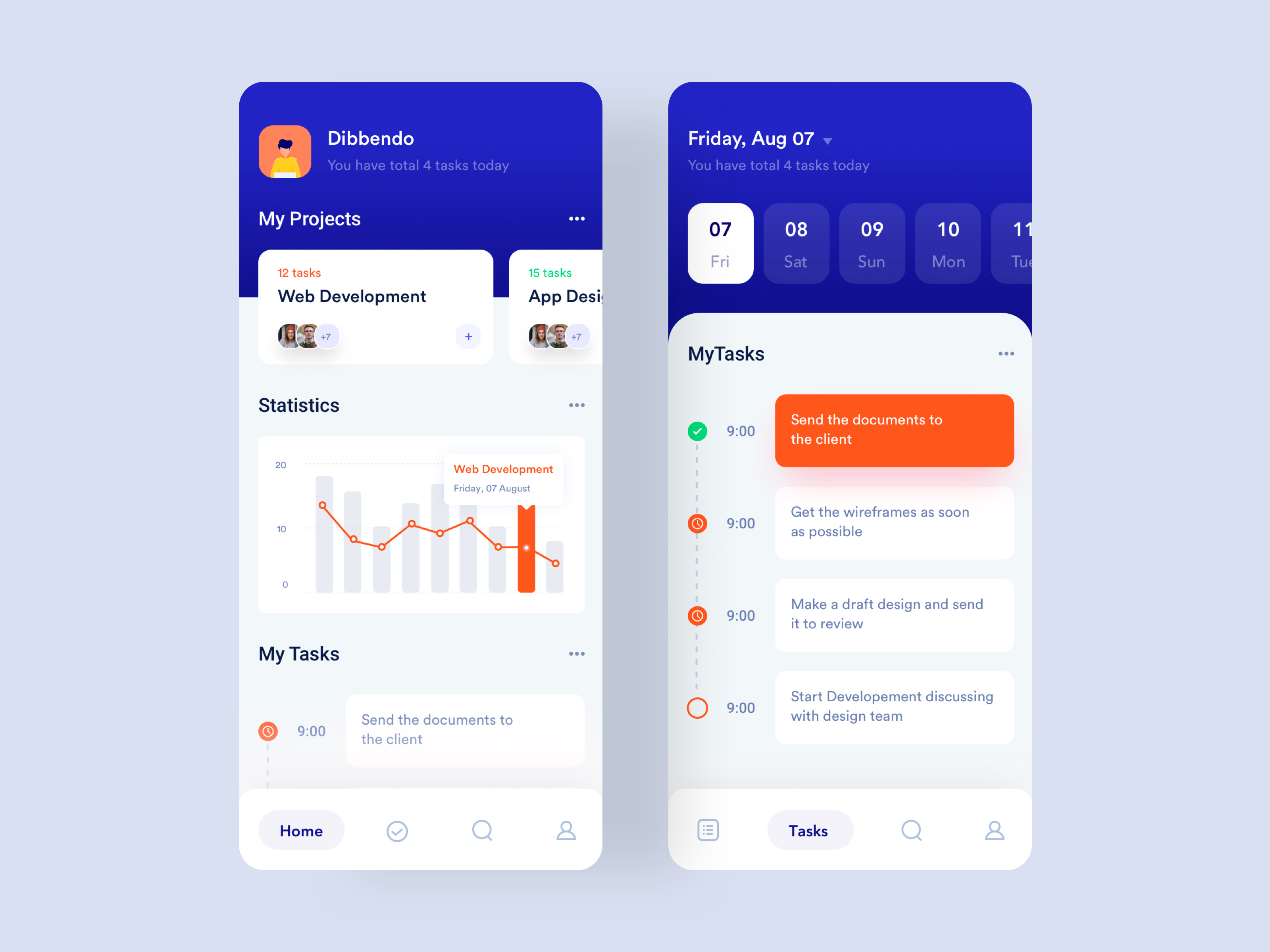 Task Manager App UI by Dibbendo Pranto → ️ Hire Now on Dribbble